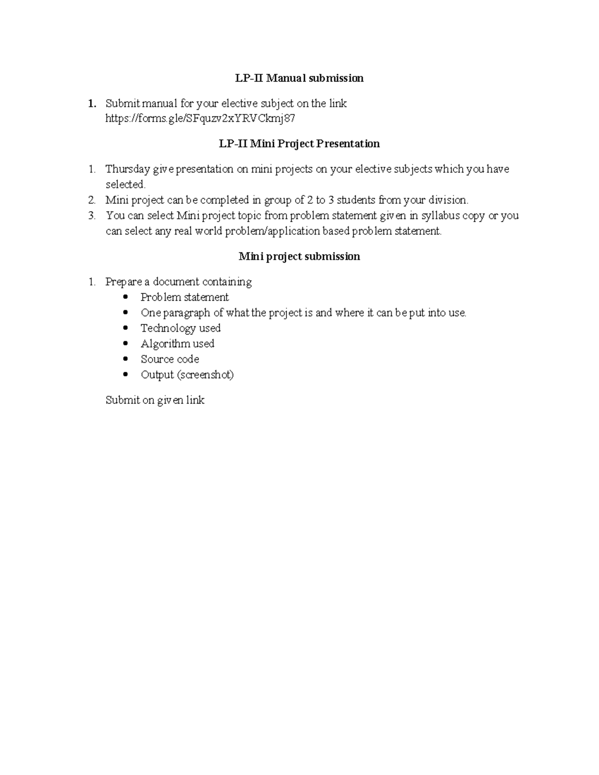 Instructions for LP-II Submission - LP-II Manual submission 1. Submit ...