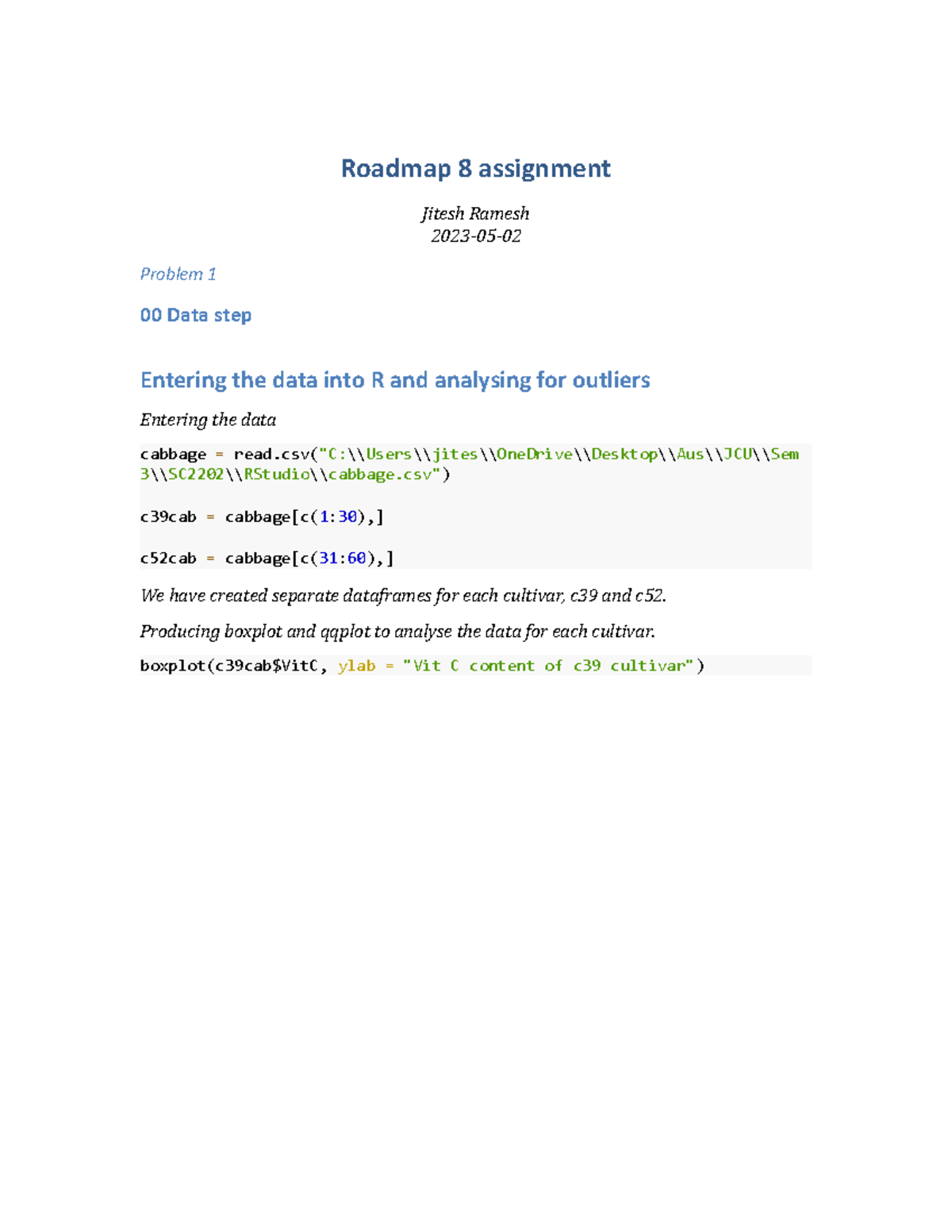 Week8assignment Week 8 Assignment Sc2202 James Cook University Two Sample T Test And Paired