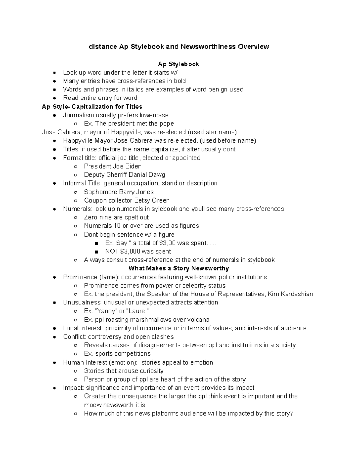 Media Writing Lesson 3- Foundations - distance Ap Stylebook and ...