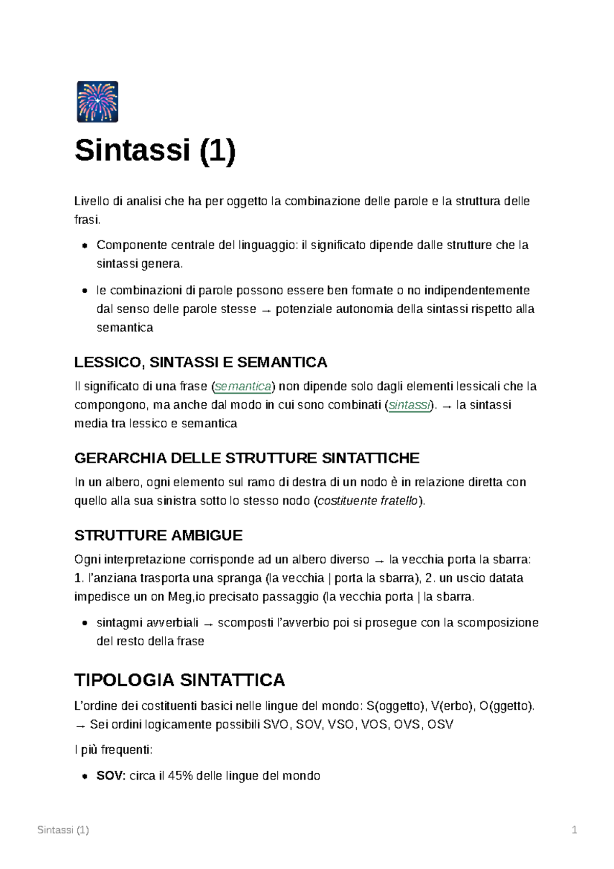 Sintassi - Professoressa Chiara Fedriani - { Sintassi (1) Livello di ...