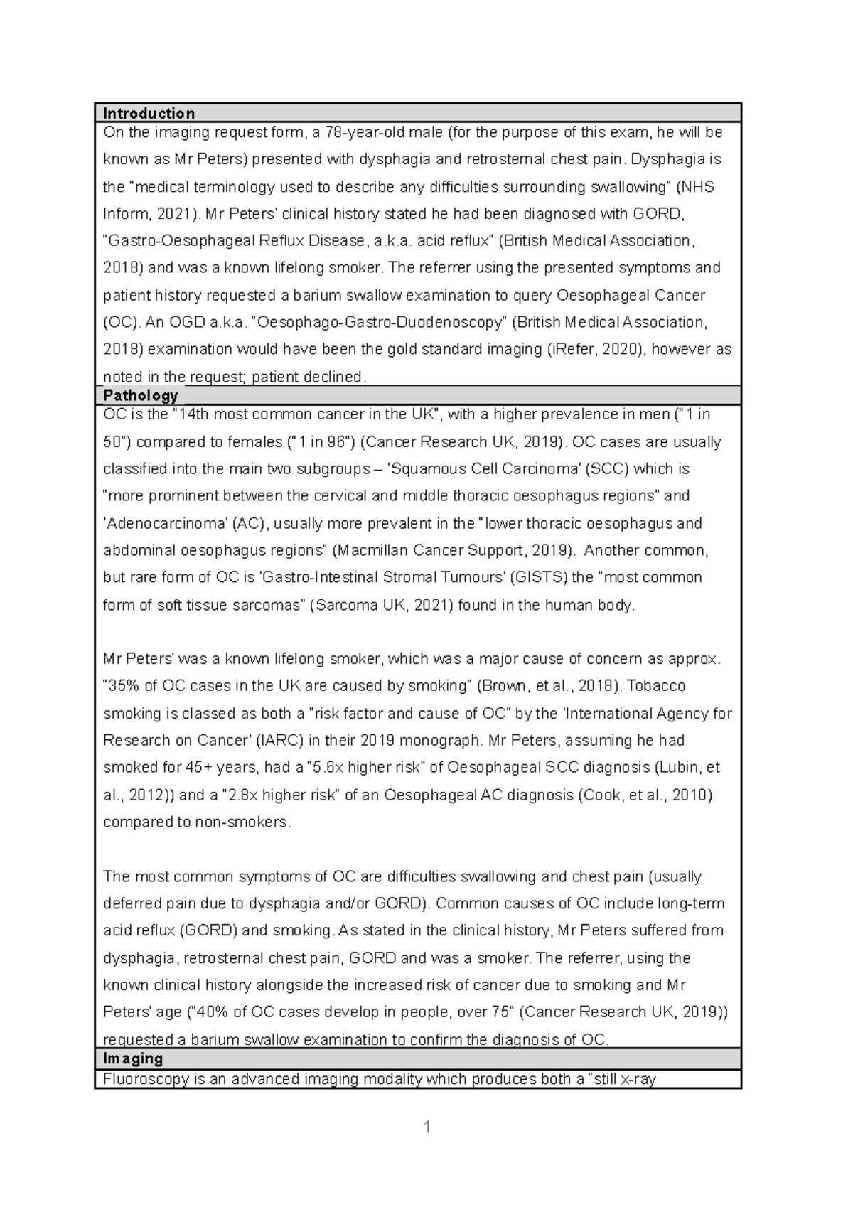 Radiographic Justification Essay - Introduction On the imaging request ...