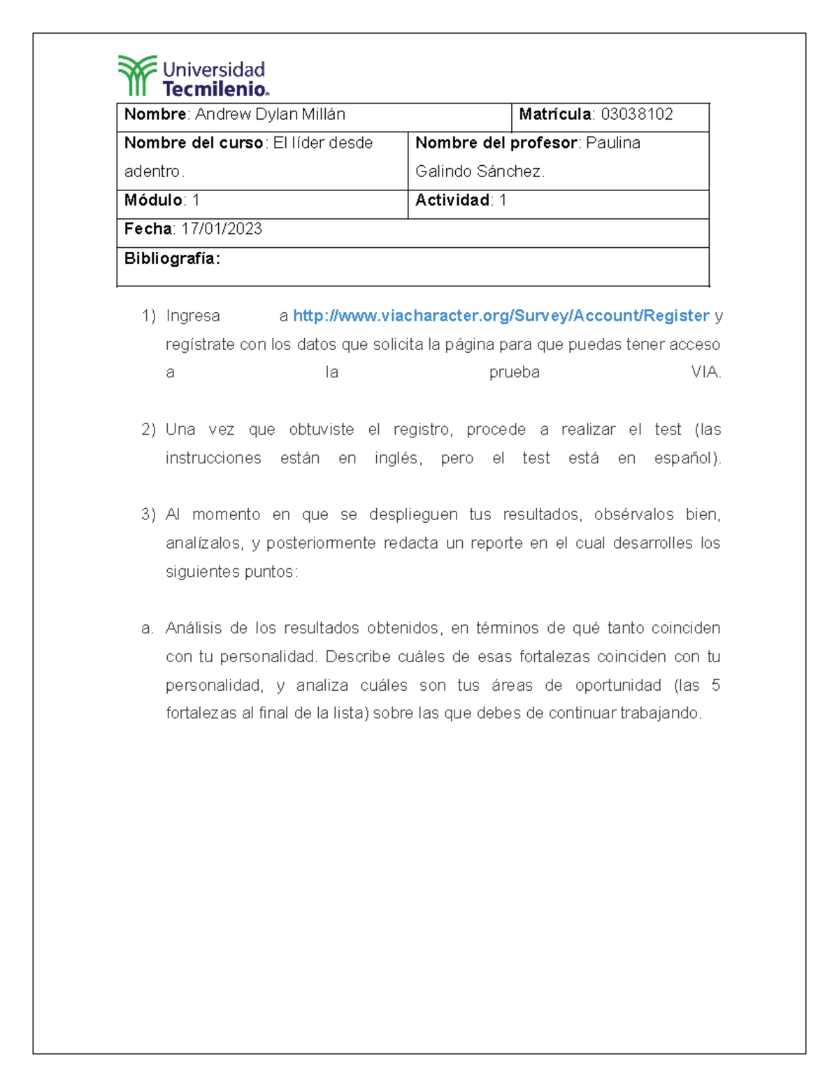 Actividad 1 Líder - Nombre: Andrew Dylan Millán Matrícula: 03038102 ...