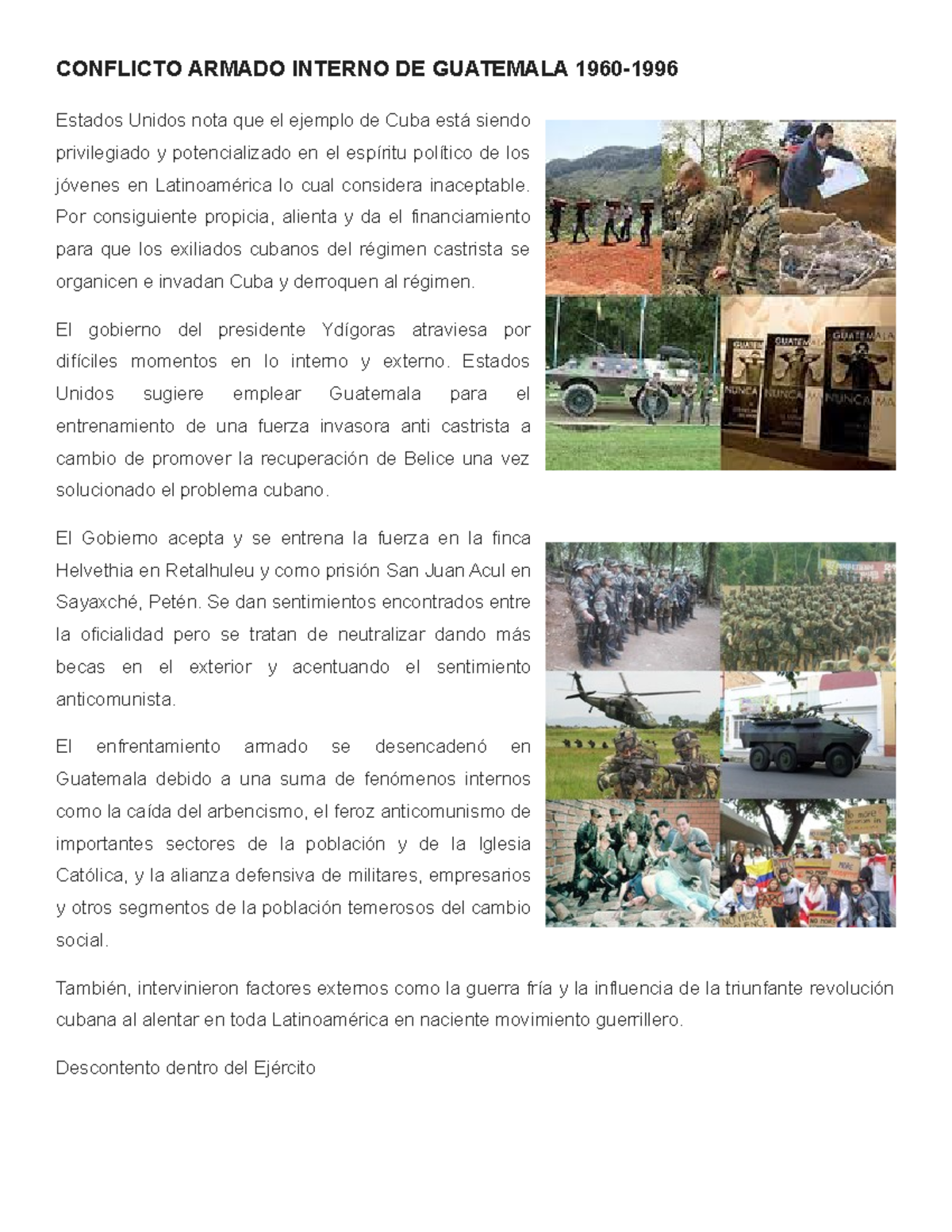 Conflicto Armado Interno DE Guatemala - CONFLICTO ARMADO INTERNO DE ...