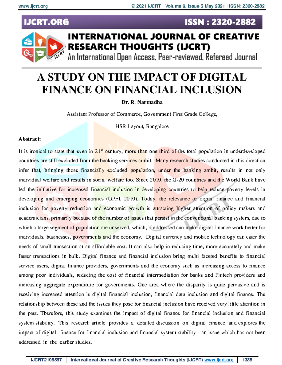 Ijcrt 2105587 - Research papers - A STUDY ON THE IMPACT OF DIGITAL ...