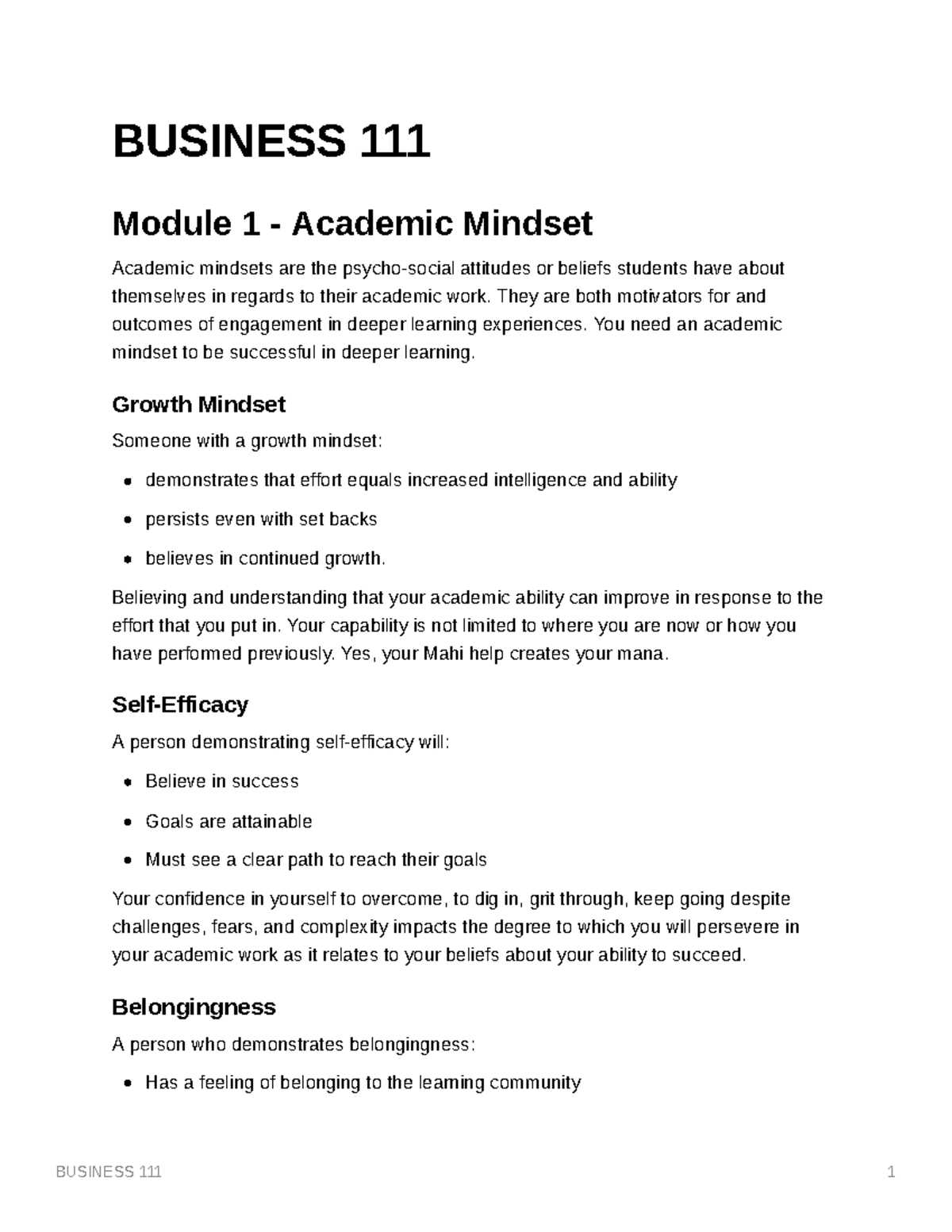 16021 fda-a459-4866-a9d4-c6ebae4ef785 Business 111 - BUSINESS 111 Module 1 - Academic Mindset ...