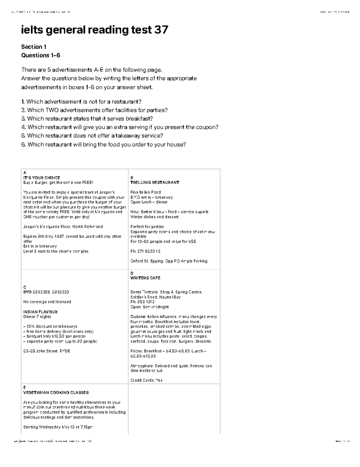 Ielts Master ielts general reading test 37 - ielts general reading test ...