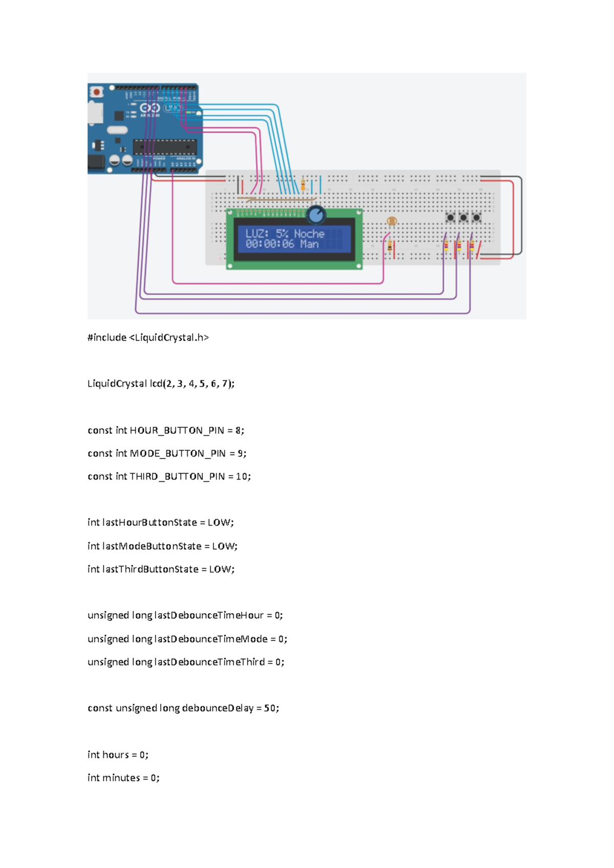 Codigo 3 - #include LiquidCrystal lcd(2, 3, 4, 5, 6, 7); const int - Studocu