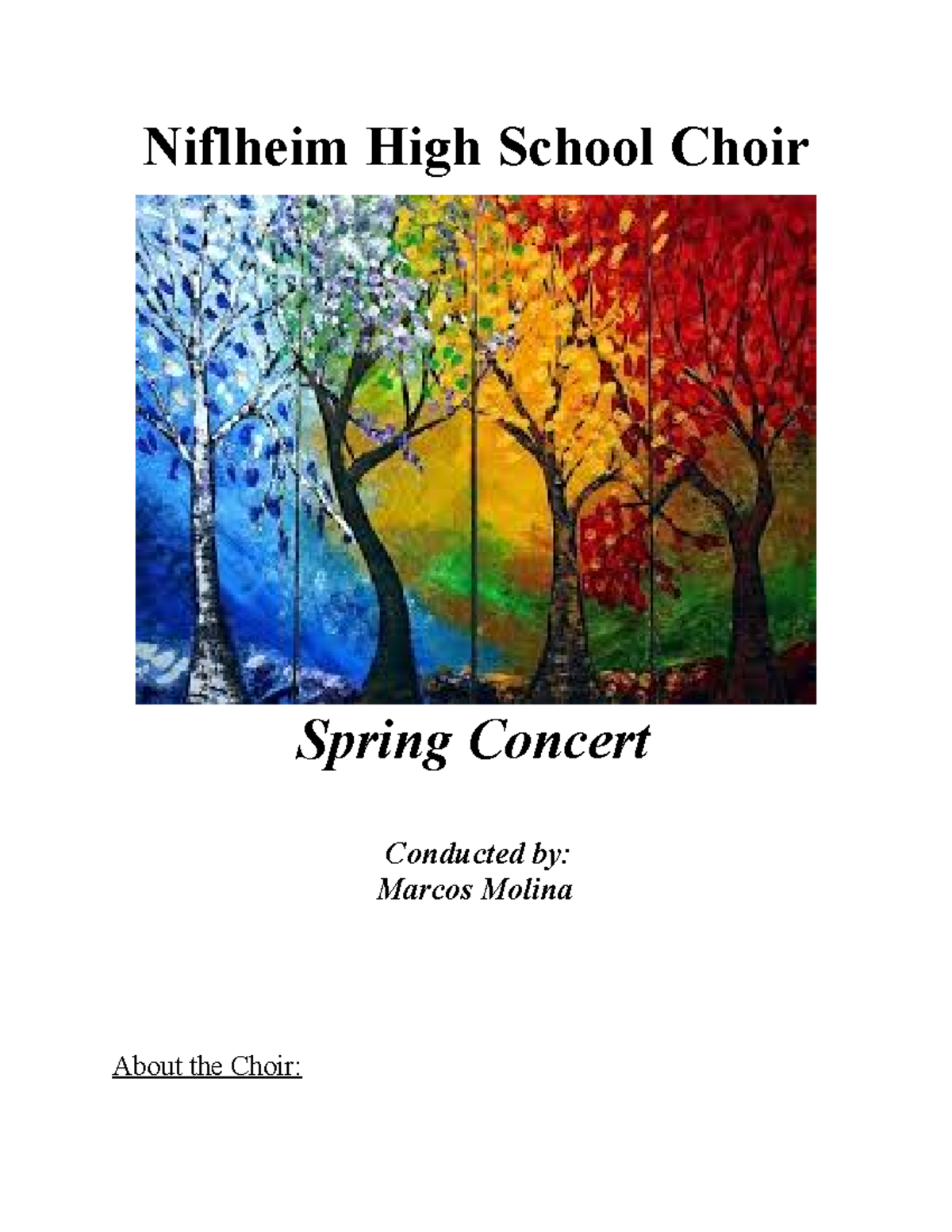 Niflheim High School Choir program - Niflheim High School Choir Spring ...