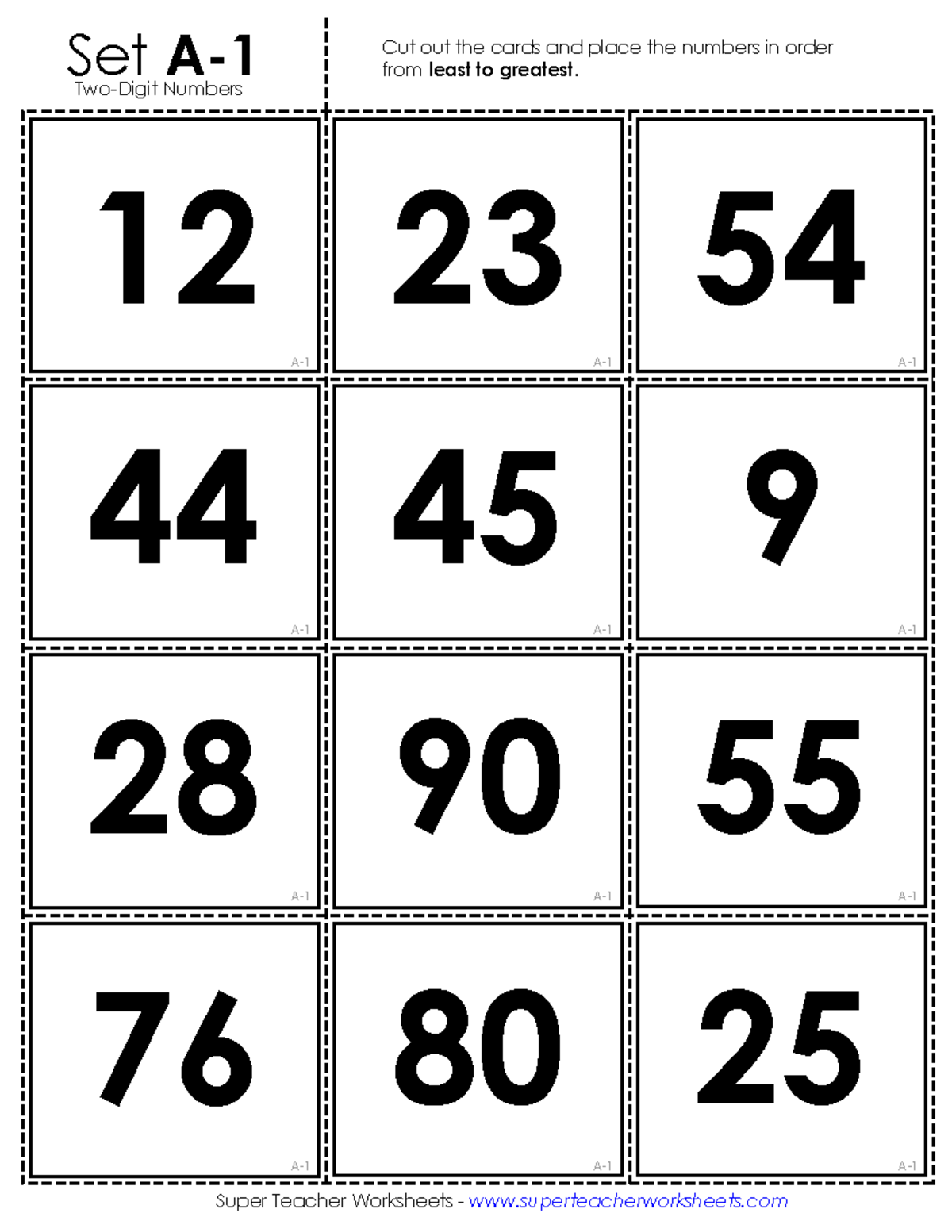 Ordering-cards-set-a Tzftn - Copy - Two-Digit Numbers Set A- Two-Digit ...
