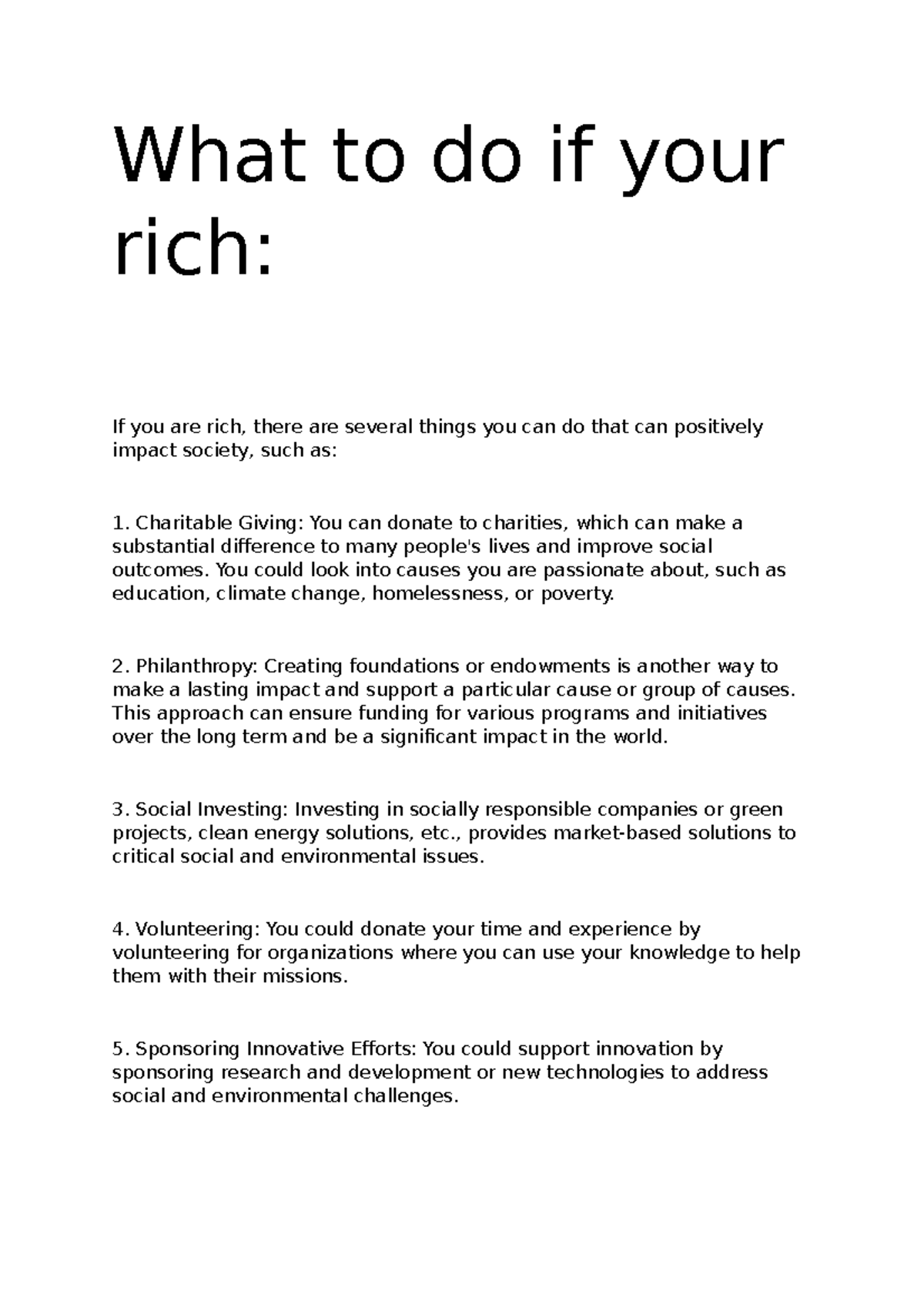 What to do if your rich - What to do if your rich - What to do if your ...