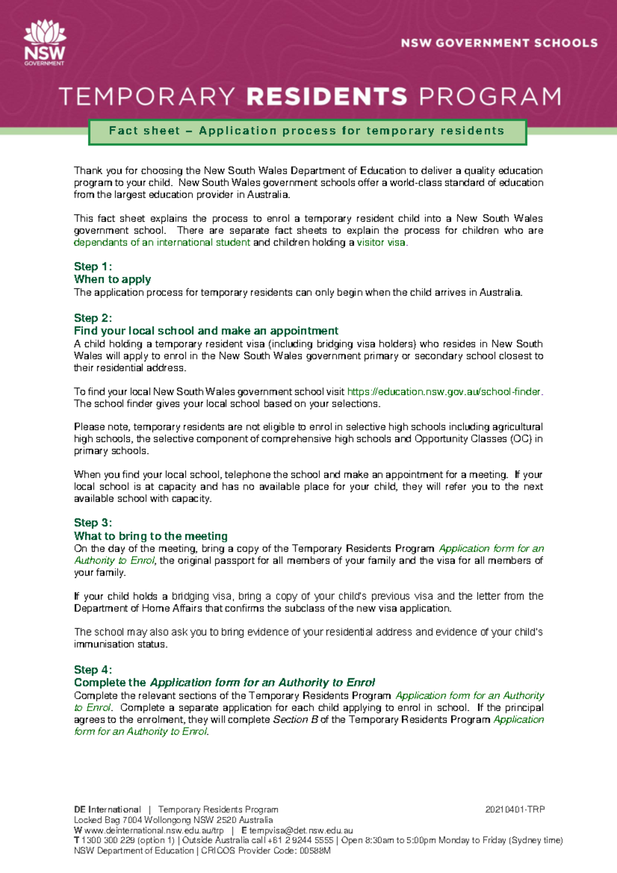 16407 Process for Temporary Residents - DE International | Temporary ...