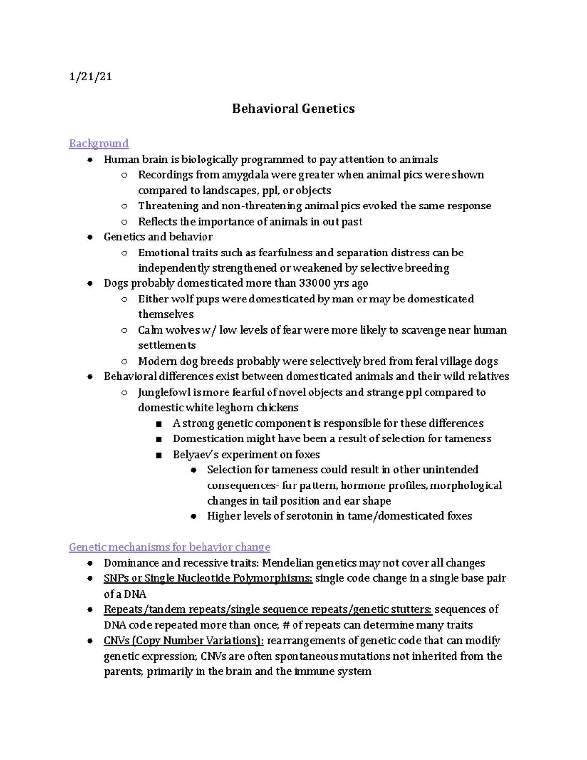 Behavorial genetics - 1/21/ Behavioral Genetics Background Human brain ...