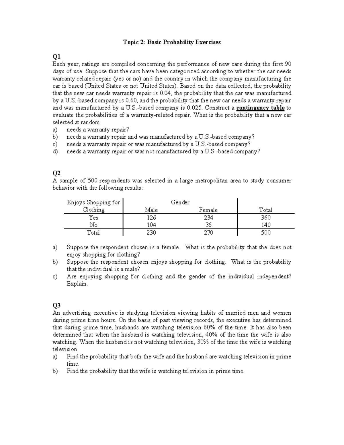 Topic+2+Questions - account - Topic 2: Basic Probability Exercises Q ...