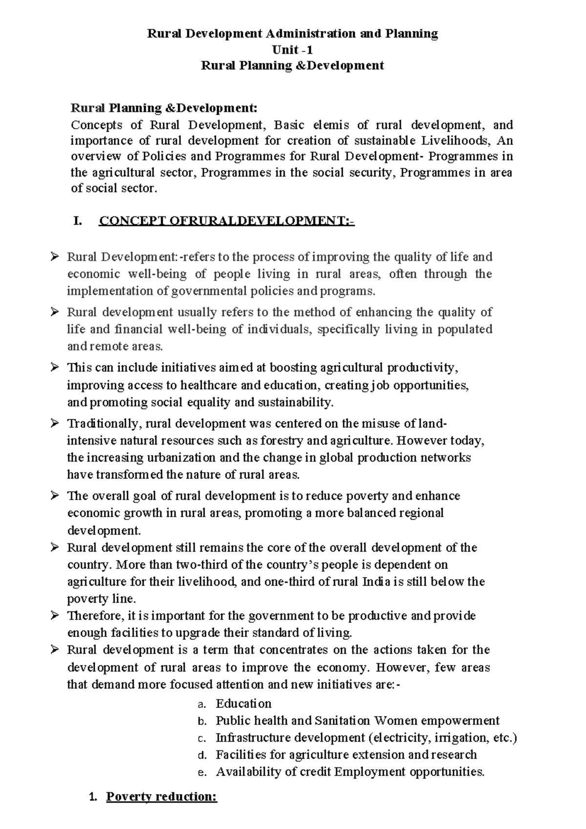 RDAP Unit-1 notes - Rural Development Administration and Planning Unit ...
