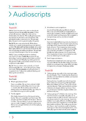GE 7 audioscripts - For studying - Audioscripts Track 01 Cambridge Global English Stage 7 2nd ...