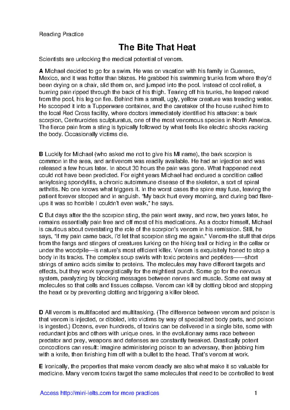 The bite that heat - nothing - Reading Practice The Bite That Heat ...