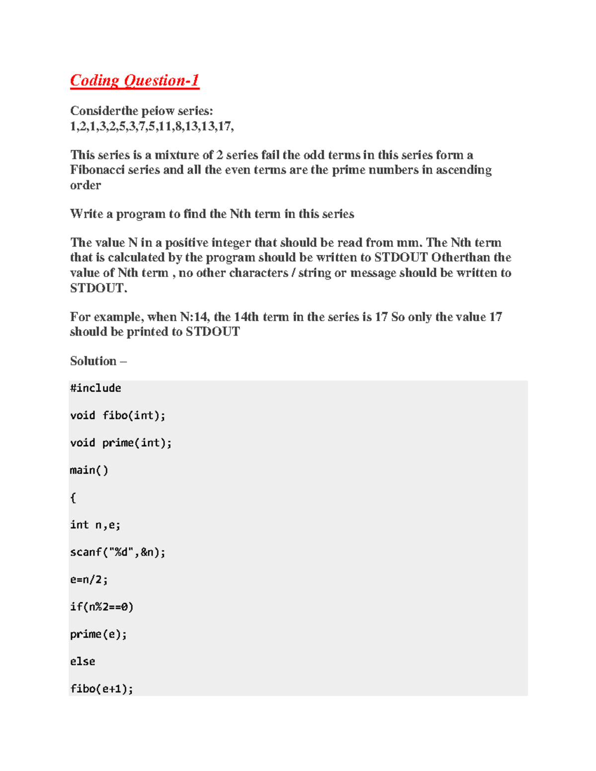 Tcs Coding Jhbugbh Coding Question 1 Considerthe Peiow Series 12