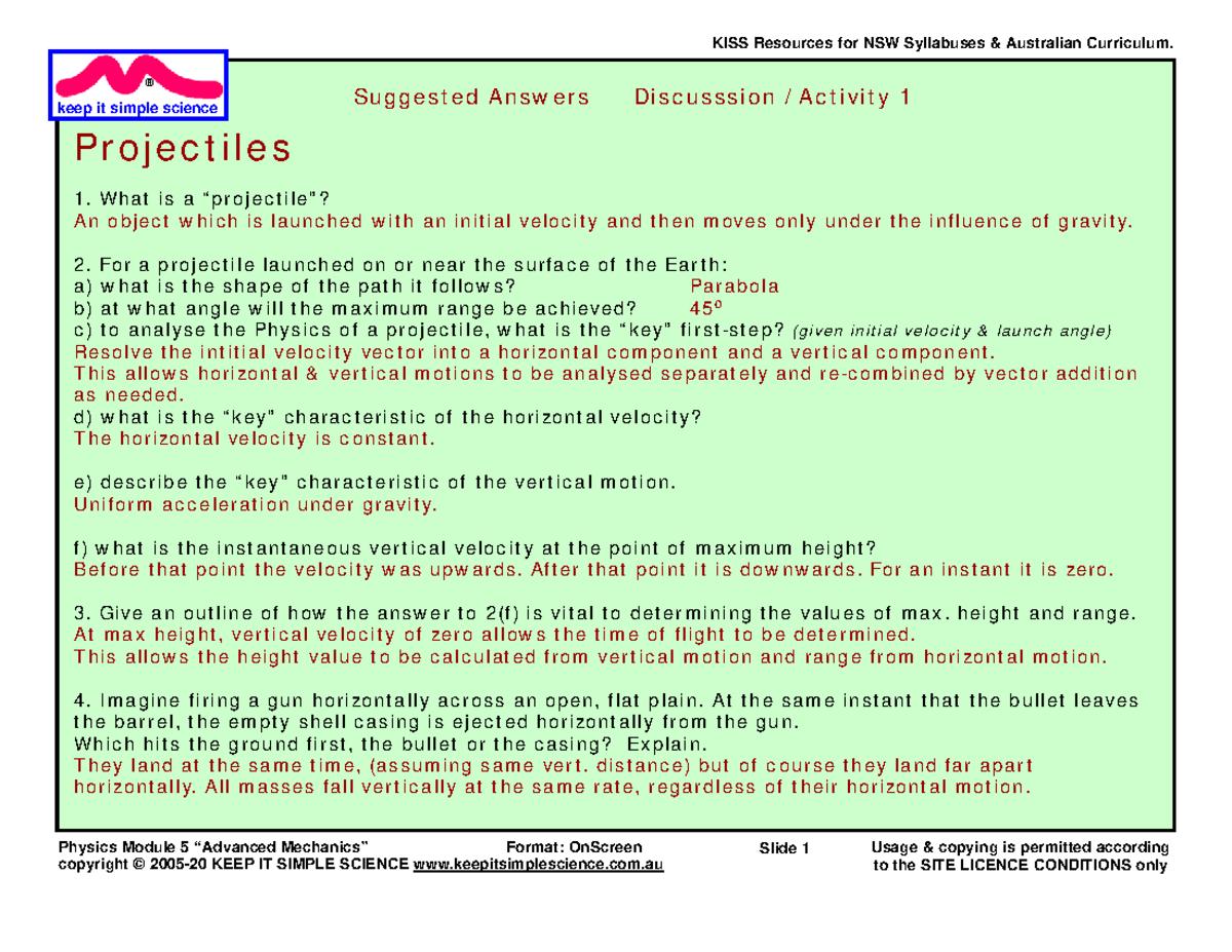 Phys 5 On Screen Answers - Suggested Answers Discusssion / Activity 1 ...