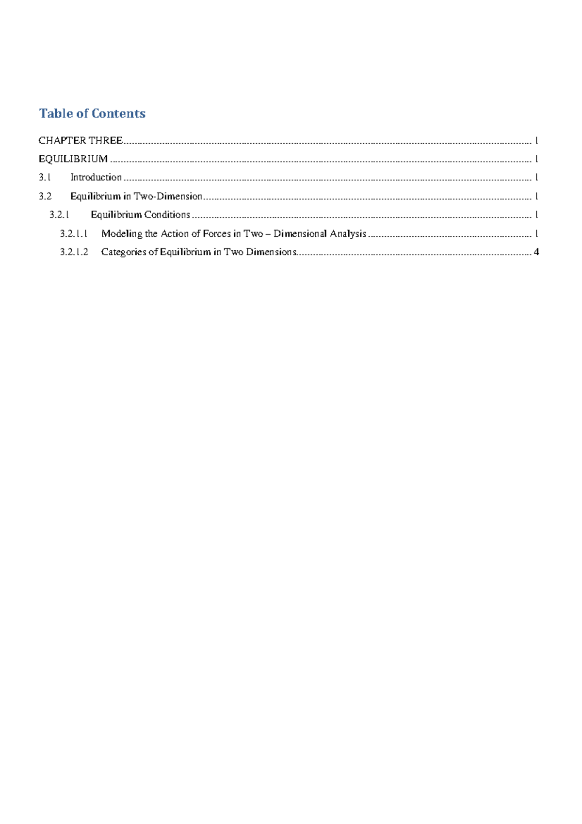03 Chapter 3- Equilibrium - Table of Contents CHAPTER THREE EQUILIBRIUM ...