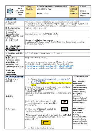 4a Lesson Plan - SEMI-DETAILED LESSON PLAN IN ENGLISH LANGUAGE (4As ...