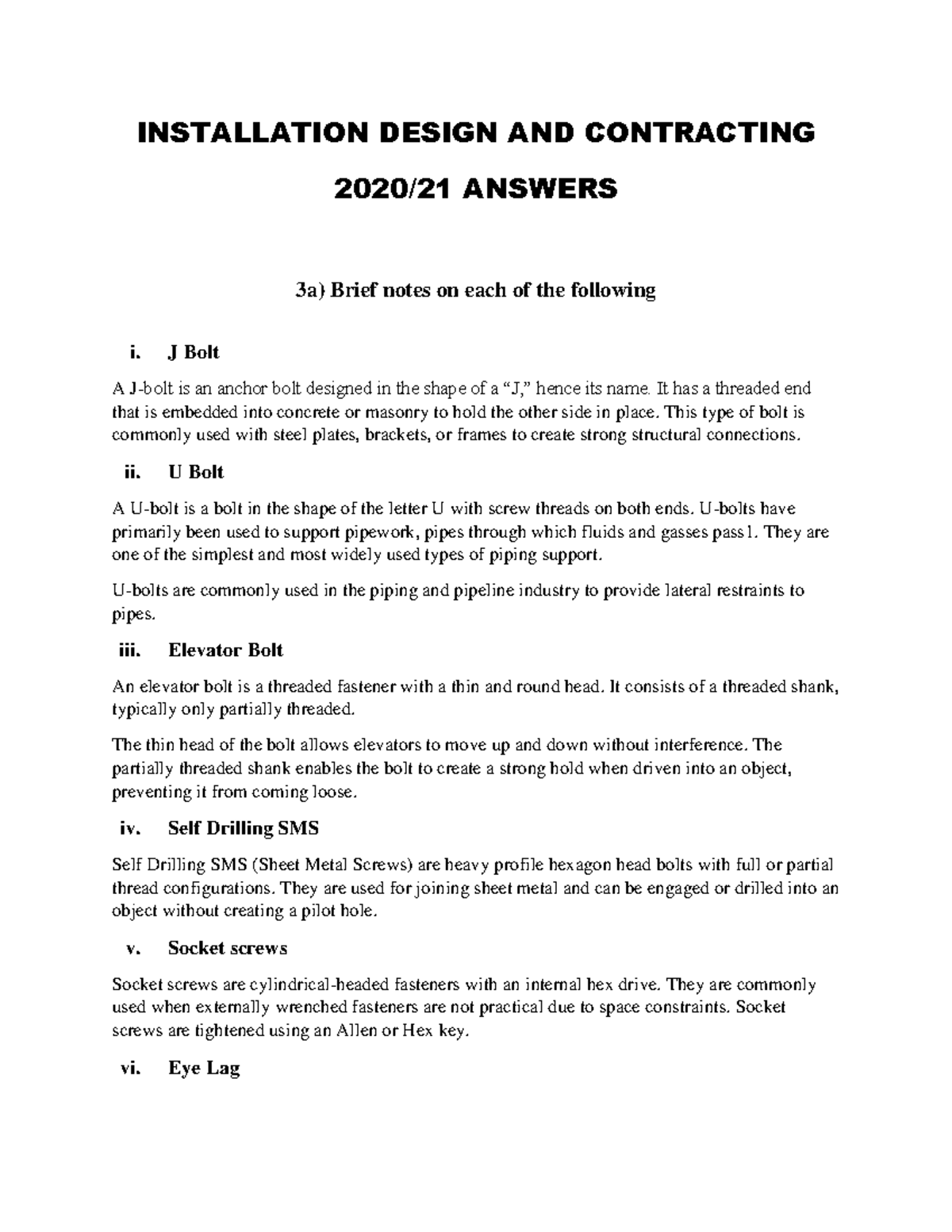 Installation answers..... 22 - INSTALLATION DESIGN AND CONTRACTING 2020 ...