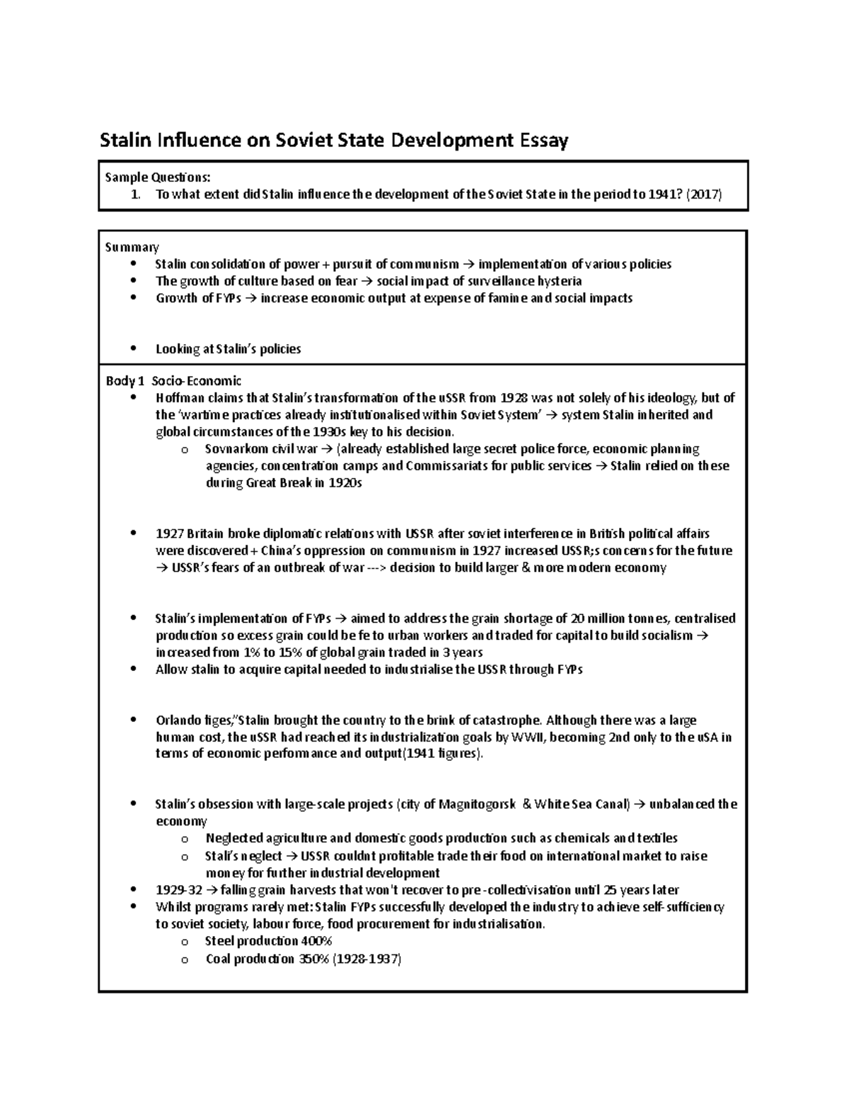 Stalin Influence on Soviet State Development Essay - To what extent did ...