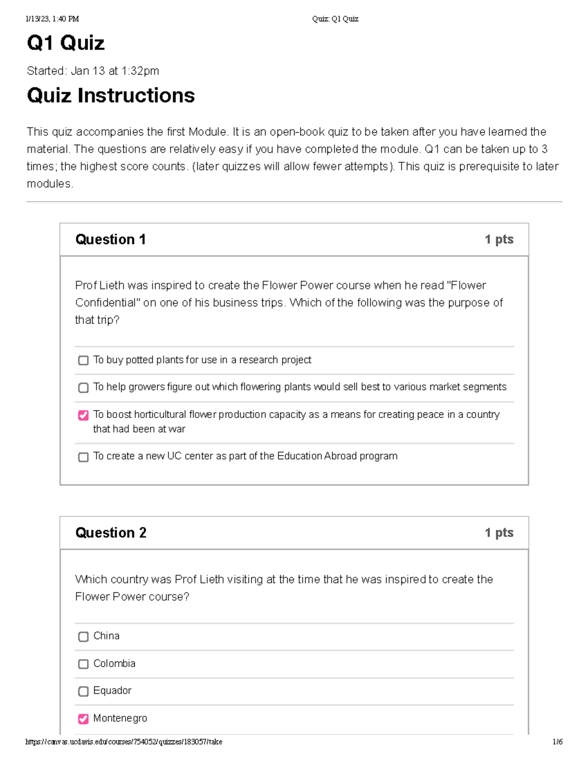 PLS QUIZ1 - PLS QUIZ2 - Q 1 Quiz Started: Jan 13 at 1:32pm Quiz ...