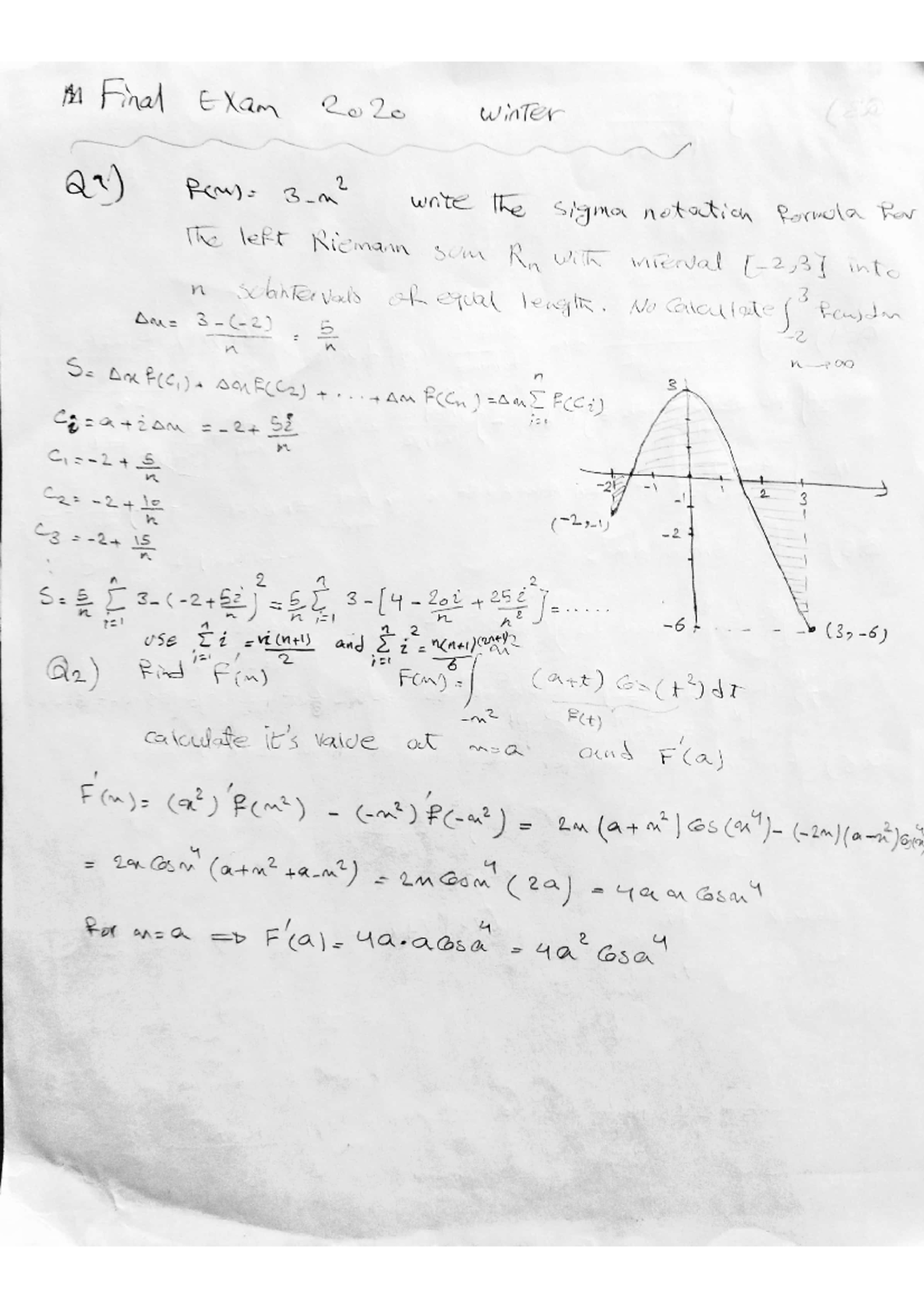 Final winter 2020 - past math exm 2020 - 205 - Studocu