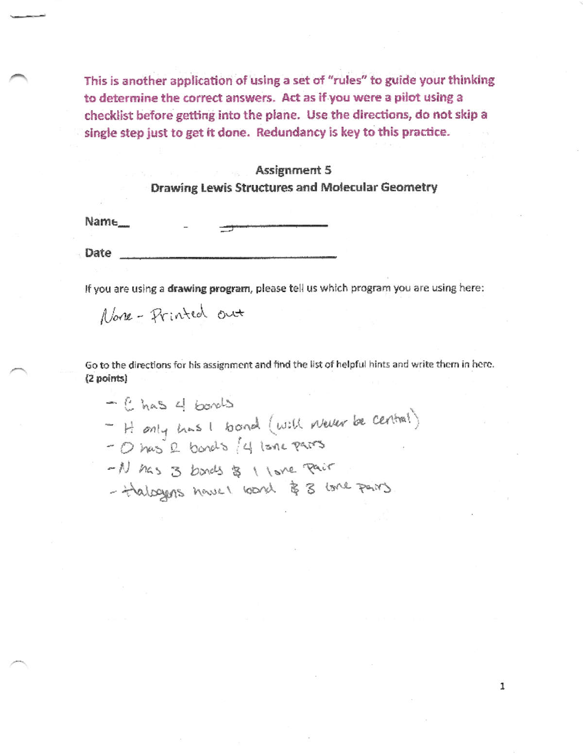 Lewis Structures Organic Chemistry Assignment And Notes CH 241 Studocu