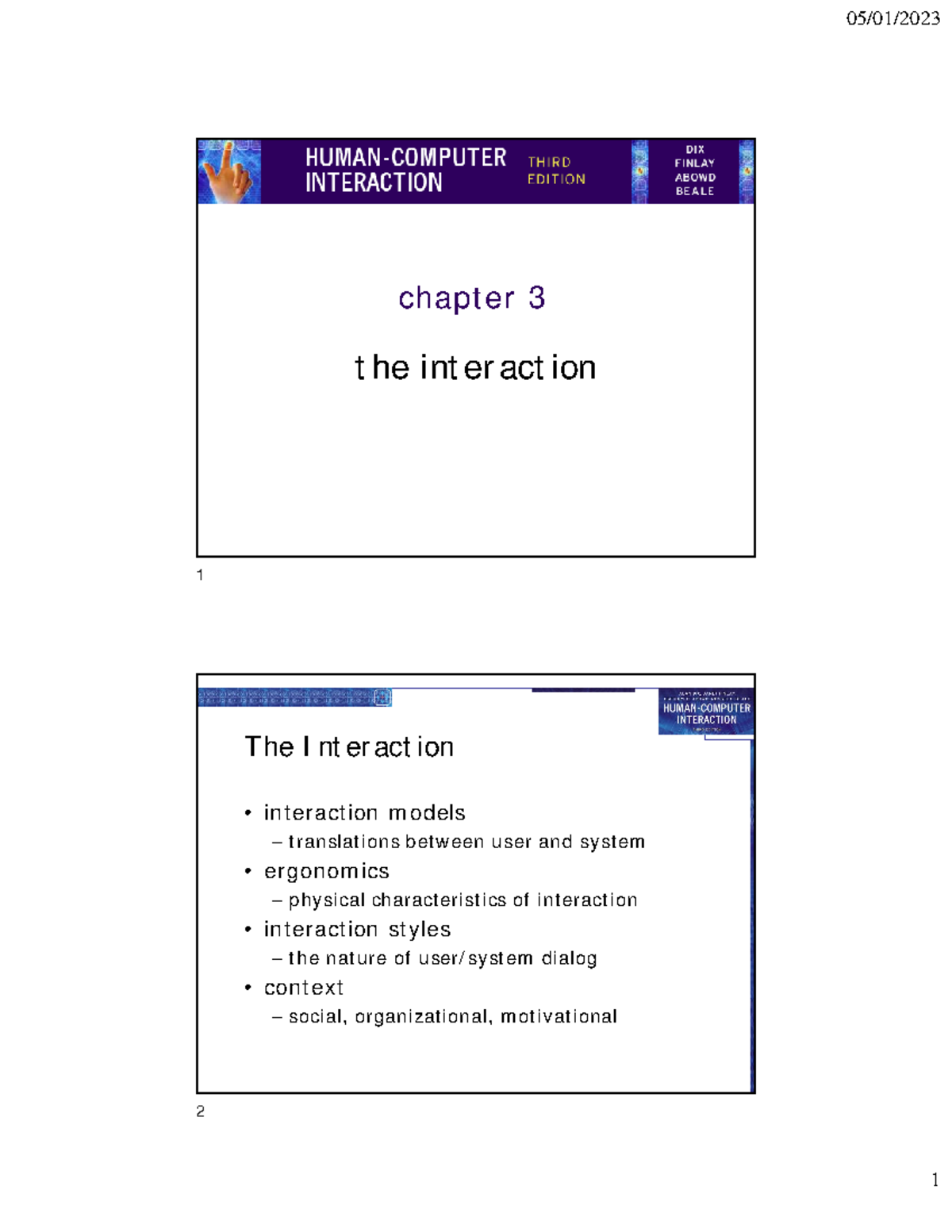 2-the interaction - chapt er 3 t he int er act ion The I nt er act ion • int eract ion m odels ...