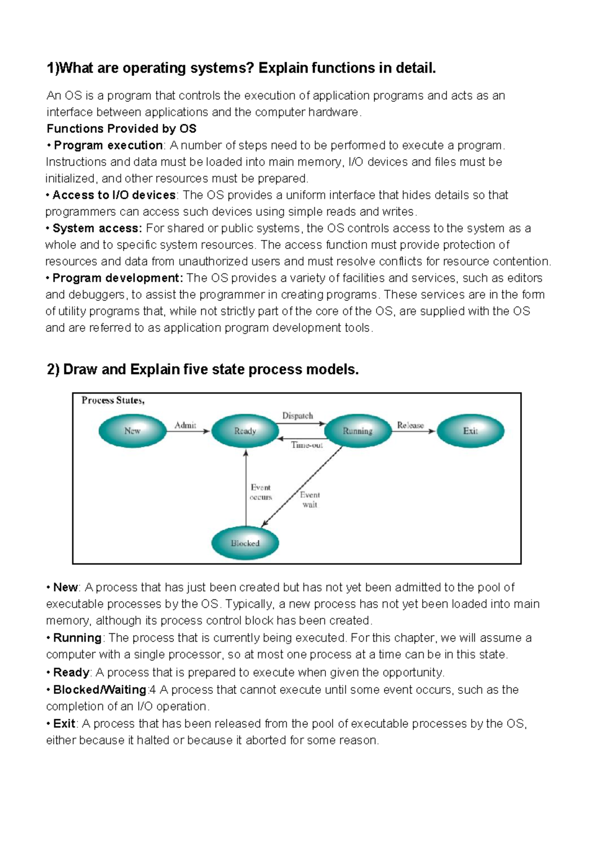 OS QB ANS - 1)What are operating systems? Explain functions in detail. An OS is a program that ...