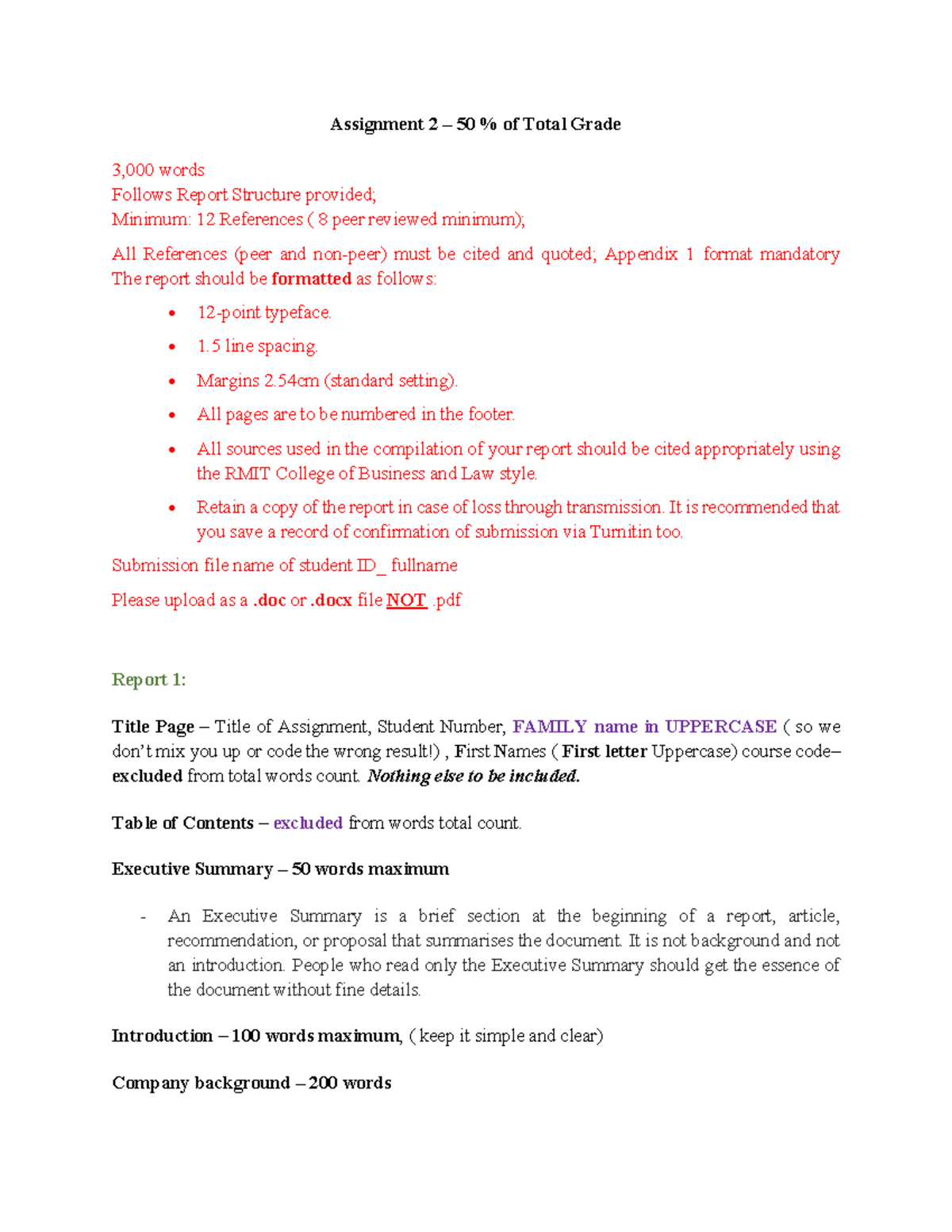 Assignment 2instruction - Assignment 2 – 50 % of Total Grade 3,000 ...