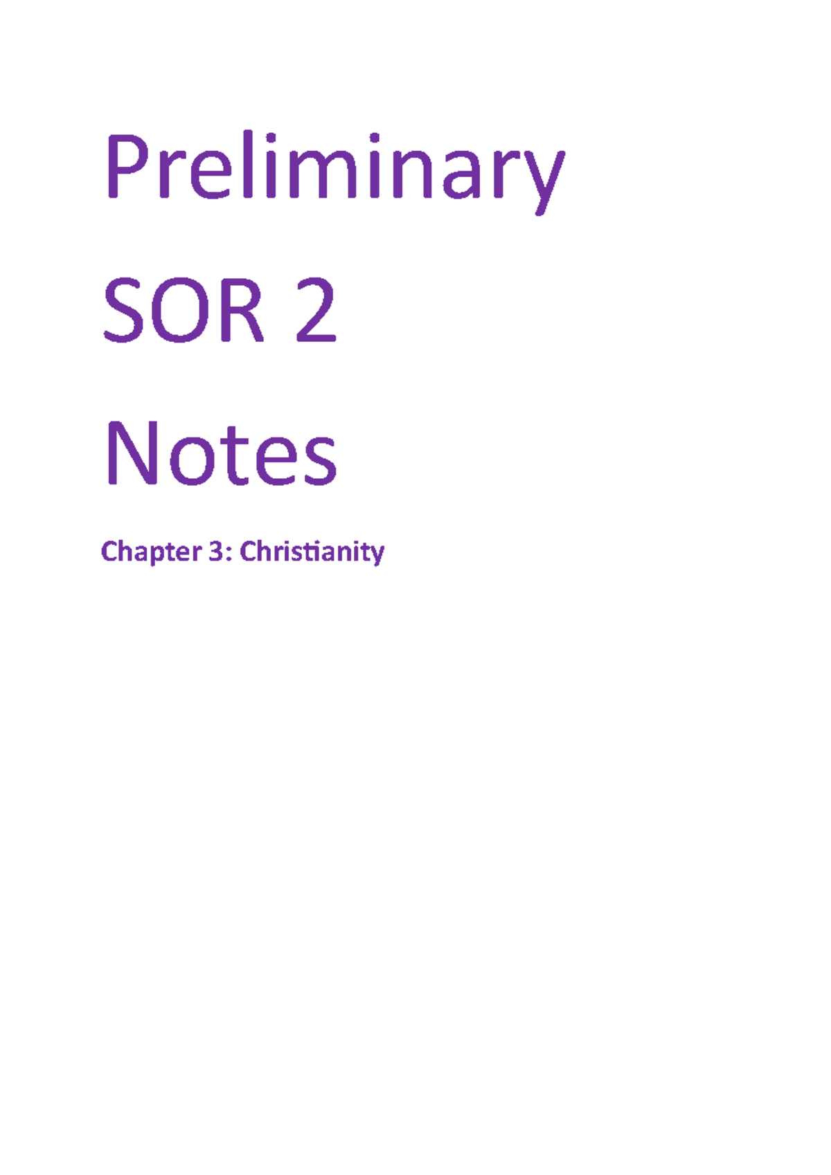 Christianity - Revision Notes - Preliminary SOR 2 Notes Chapter 3 ...