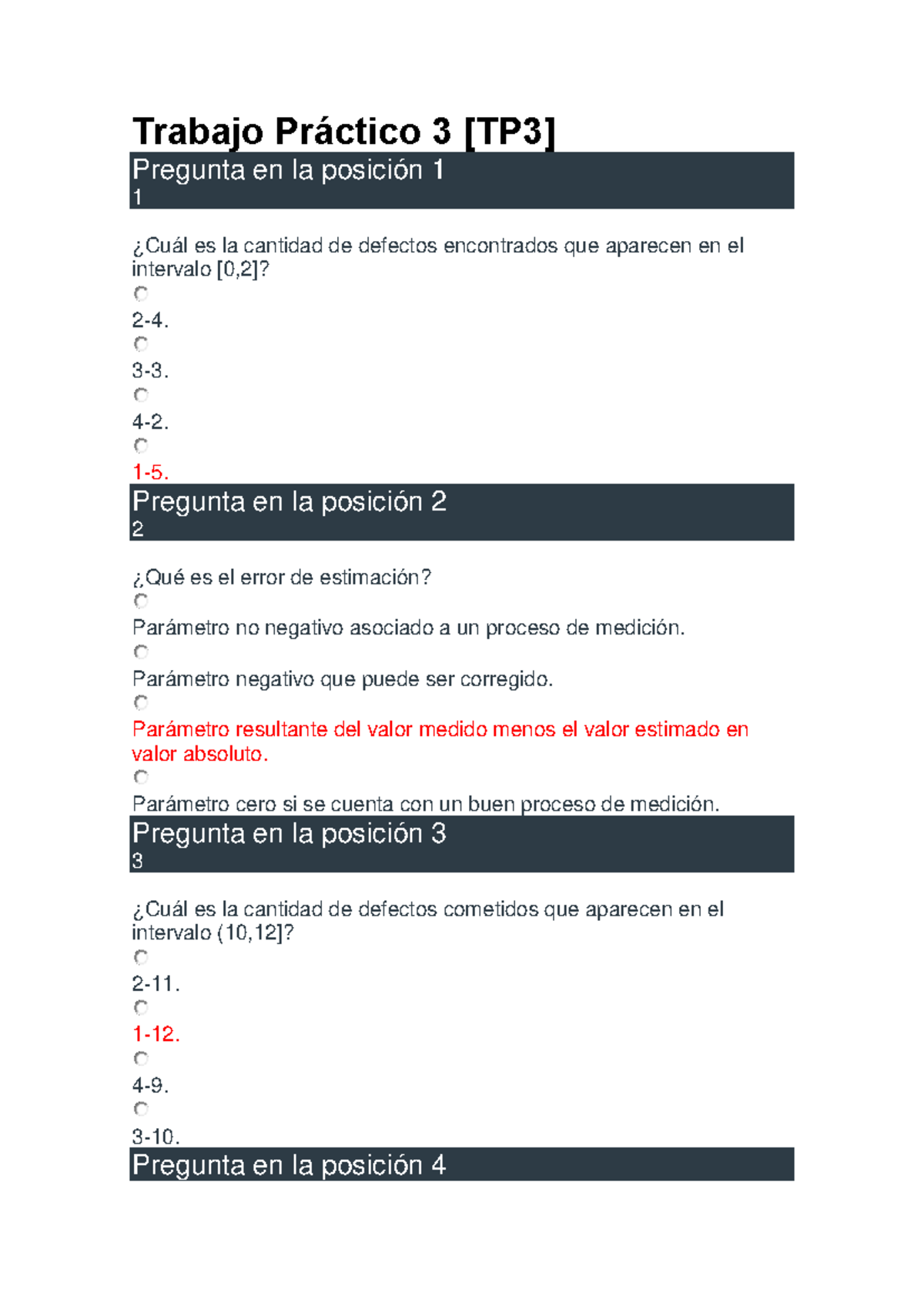 TP3-95% - Trabajo Práctico 3 [TP3] Pregunta en la posición 1 1 ¿Cuál es la cantidad de defectos ...