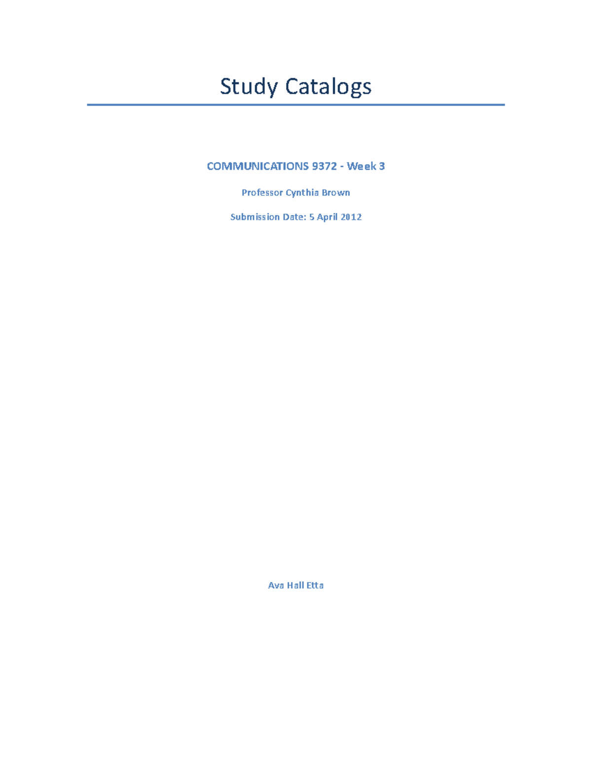 Communications-9372-Study Catalogs - Study Catalogs COMMUNICATIONS 9372 ...