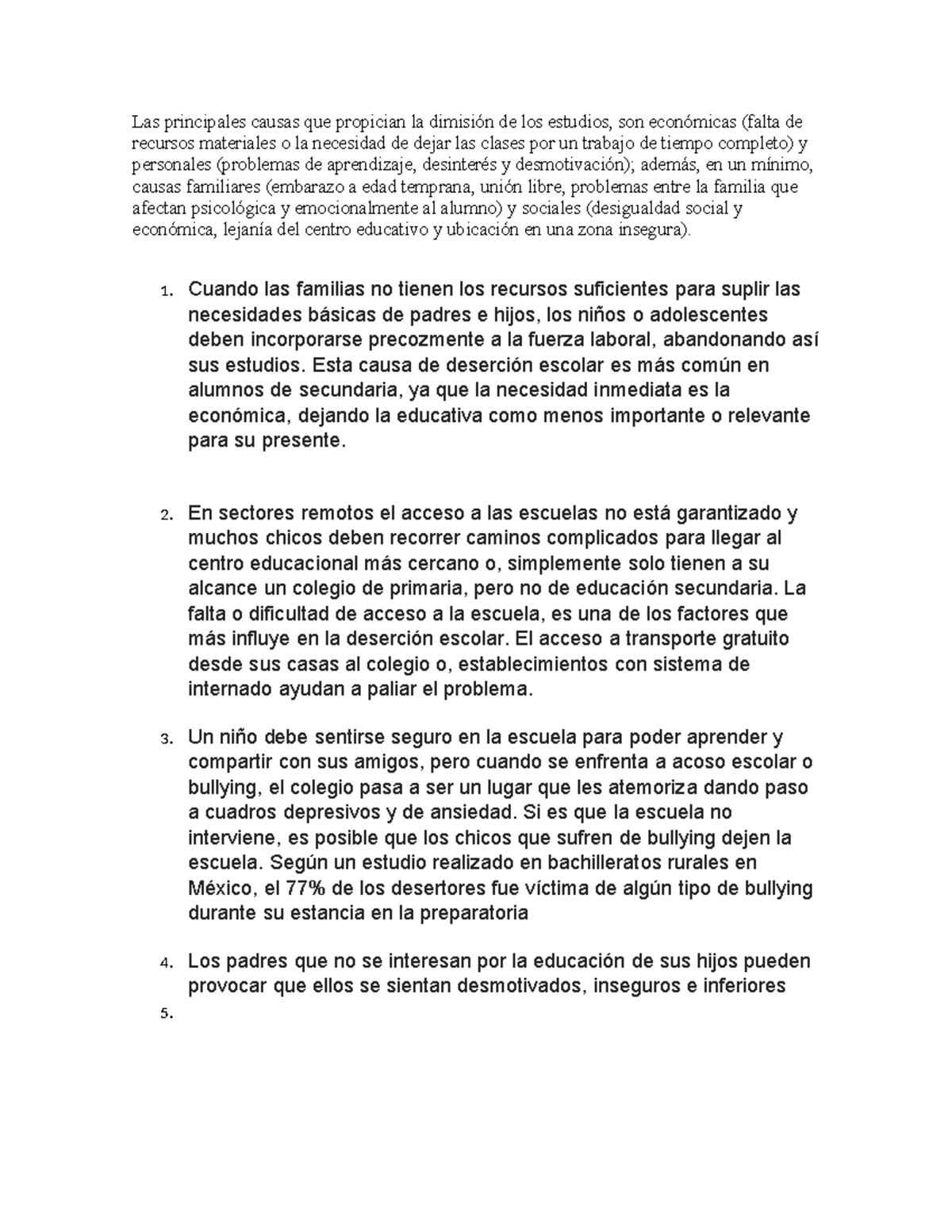 Deserción escolar - Resumen para pasar a exponer - Las principales ...