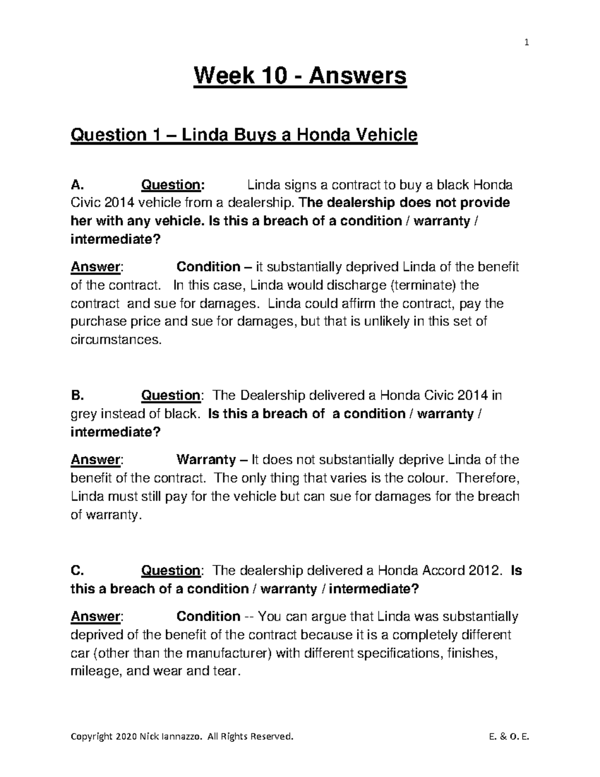 Week 10 - Answers - Practice Cases with answer - Week 10 - Answers ...