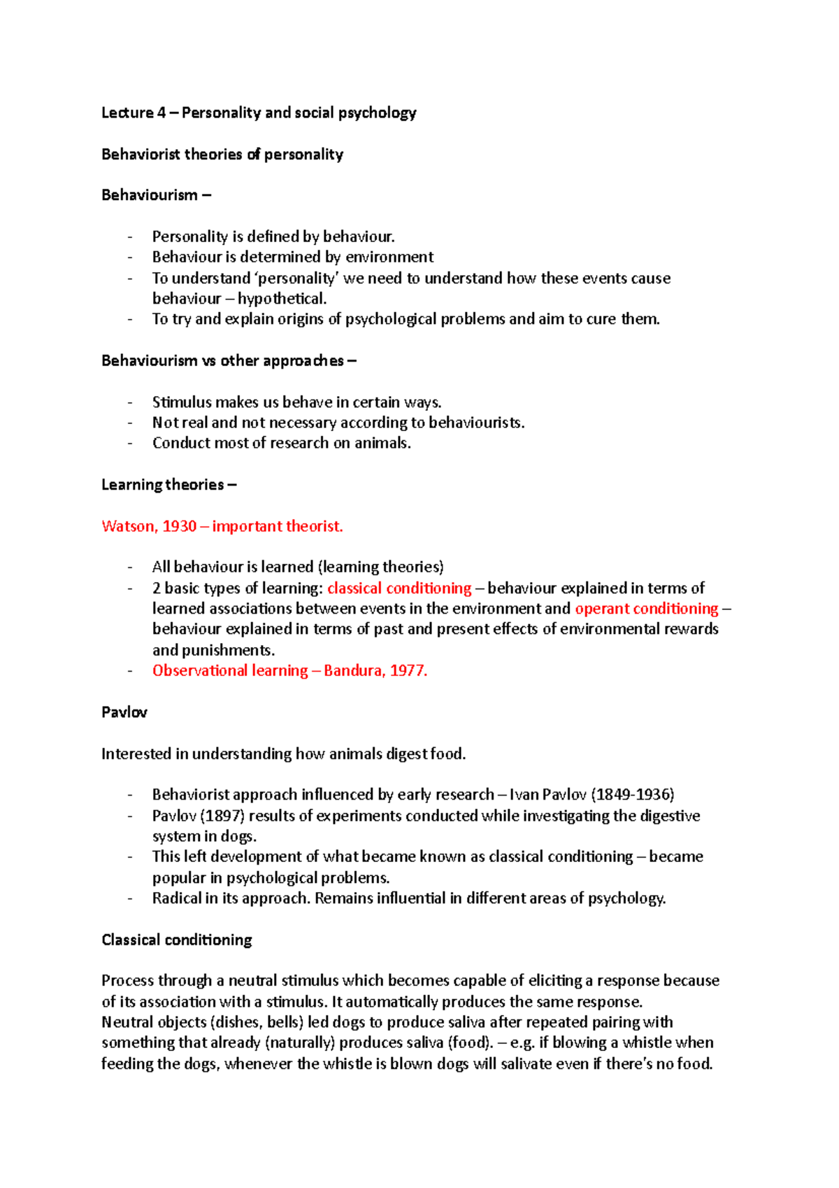 Lecture 4 – Personality and social psychology - Lecture 4 – Personality ...