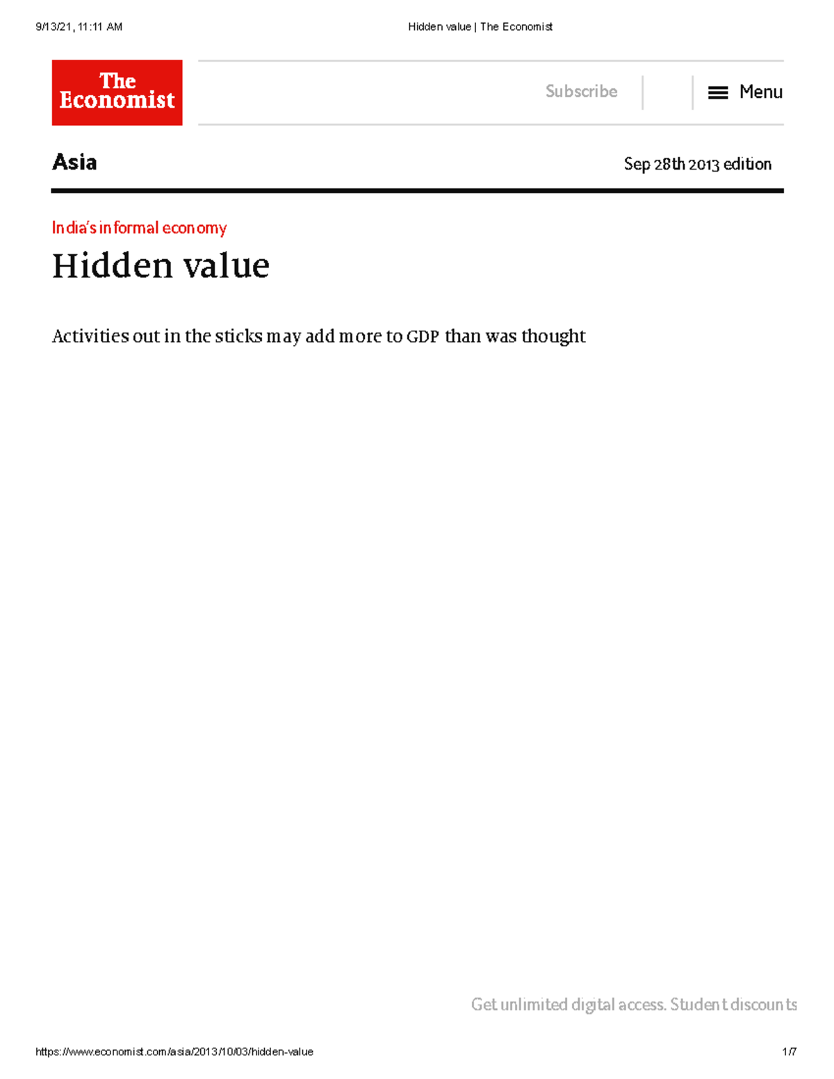 6. Hidden value The Economist - 9/13/21, 11:11 AM Hidden value | The ...