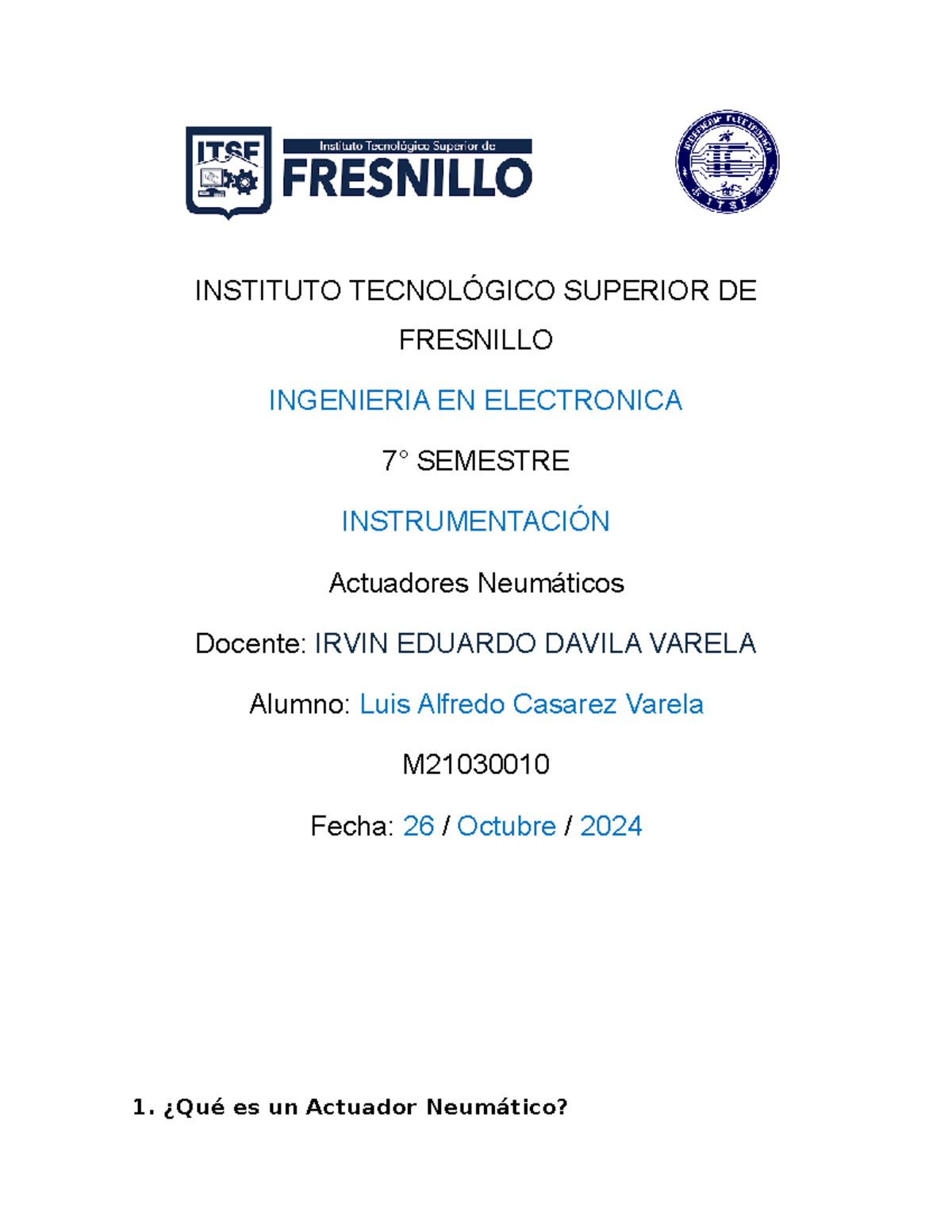 Actuadores Neumaticos - INSTITUTO TECNOLÓGICO SUPERIOR DE FRESNILLO ...