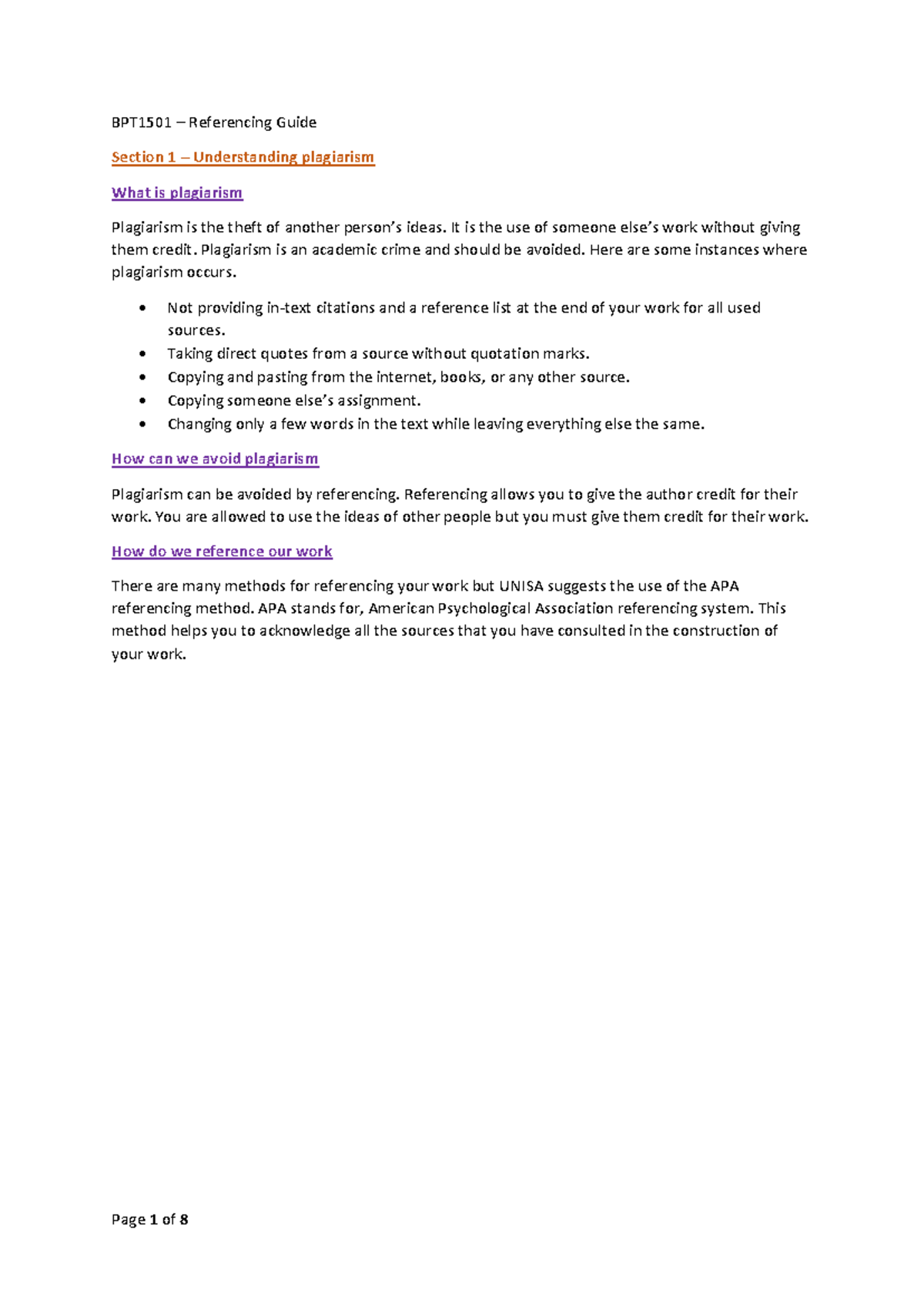 Referencing guide - Reference techniques - BPT1501 – Referencing Guide ...