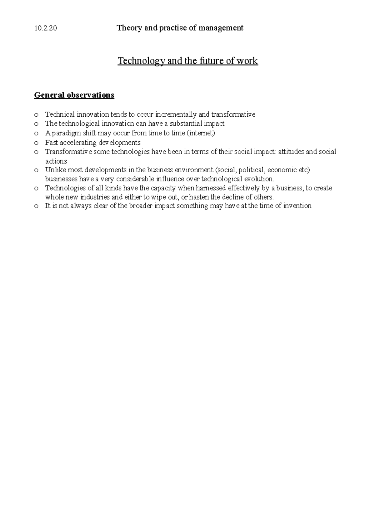 Technology and the future of work - 10.2 Theory and practise of ...