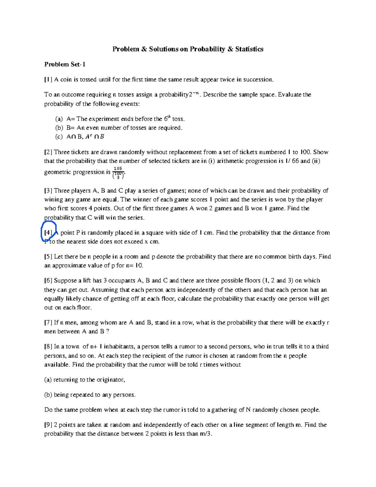 Problem solutions on probability statistics - Problem & Solutions on ...