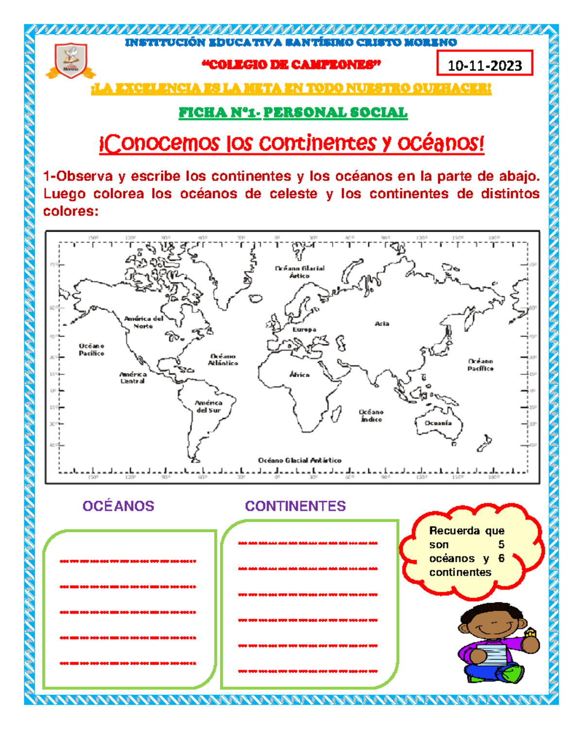 Los Continentes Y Océanos Para Cuarto Grado De Primaria – DFLASJ
