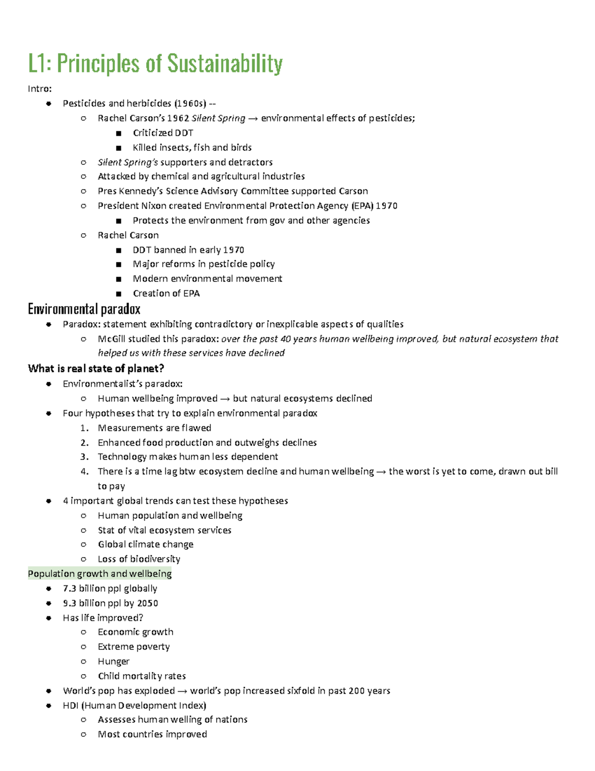 Envirsci 1C03 (SU) - Notes - L1: Principles of Sustainability Intro ...