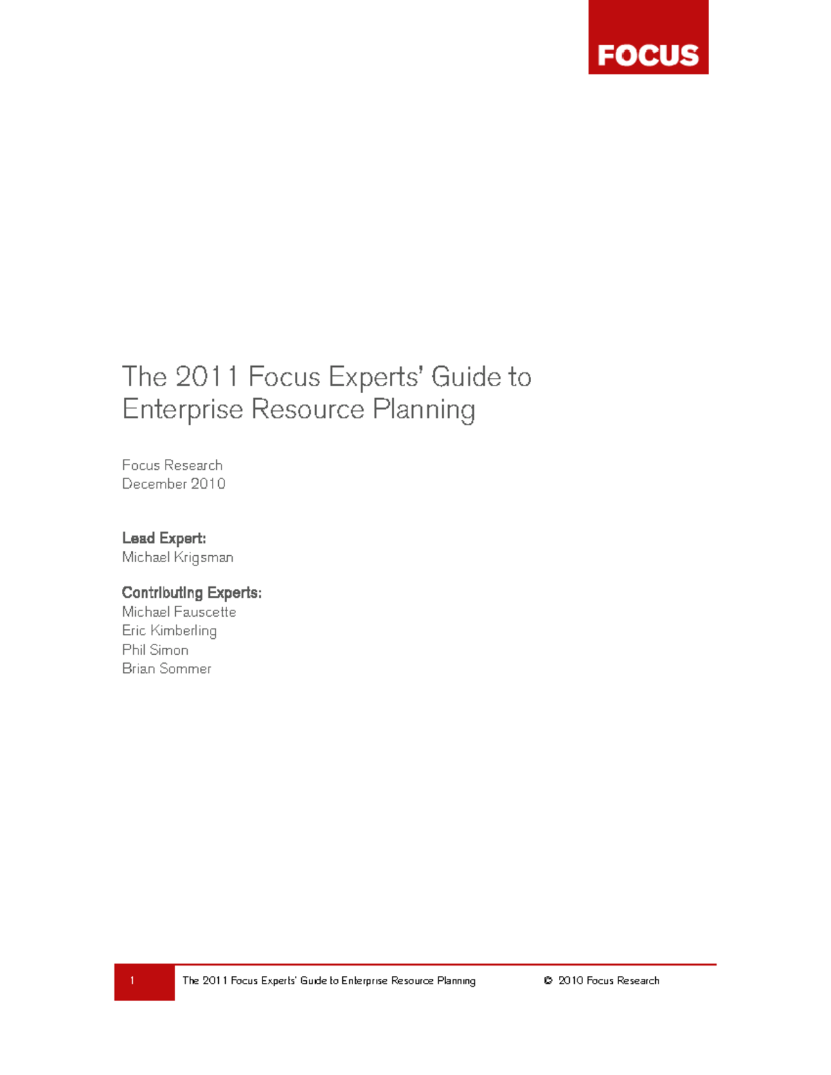 The 2011 Focus Experts Guide to ERP - The 2011 Focus Experts’ Guide to ...