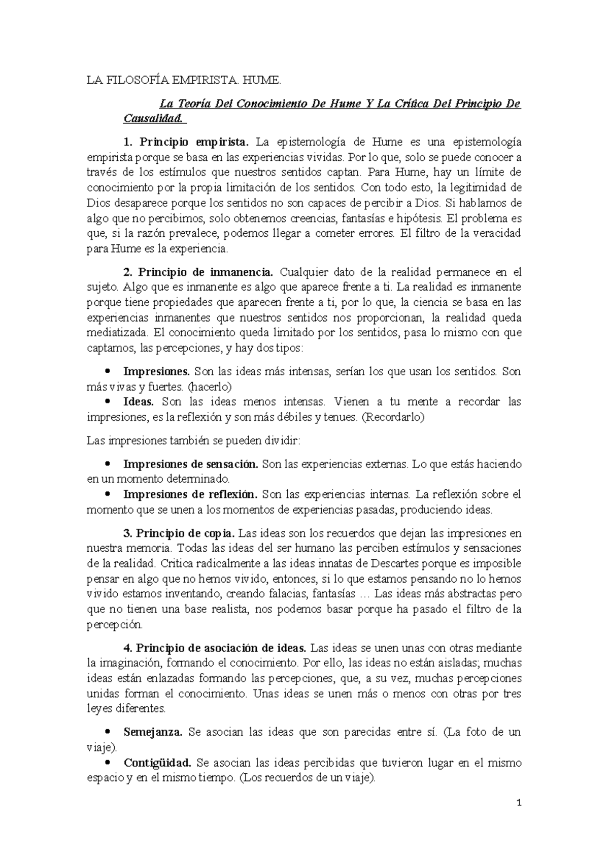 Bloque VII. LA Filosofía Empirista. HUME - LA FILOSOFÍA EMPIRISTA. HUME ...