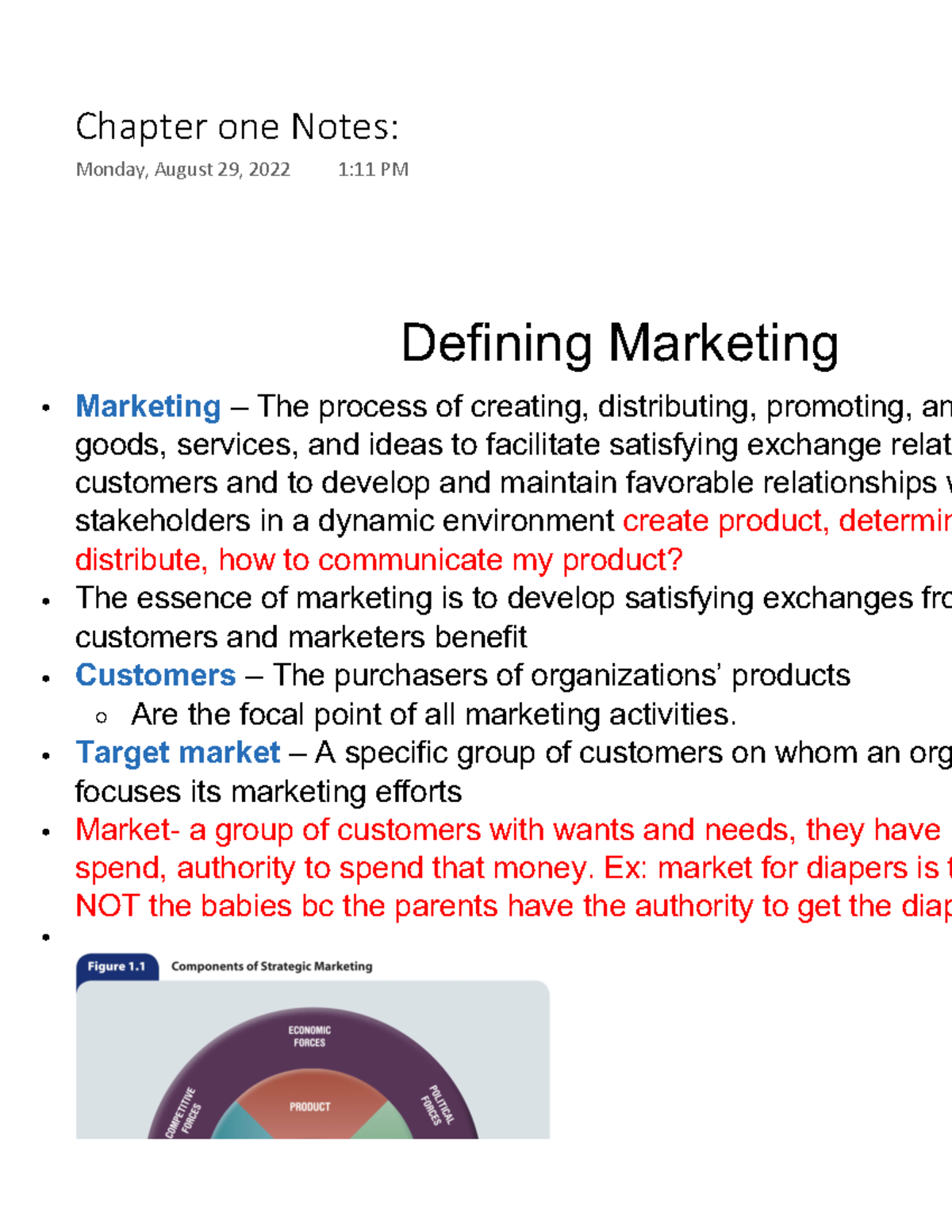 Chapter one Notes - Defining Marketing Marketing – The process of ...