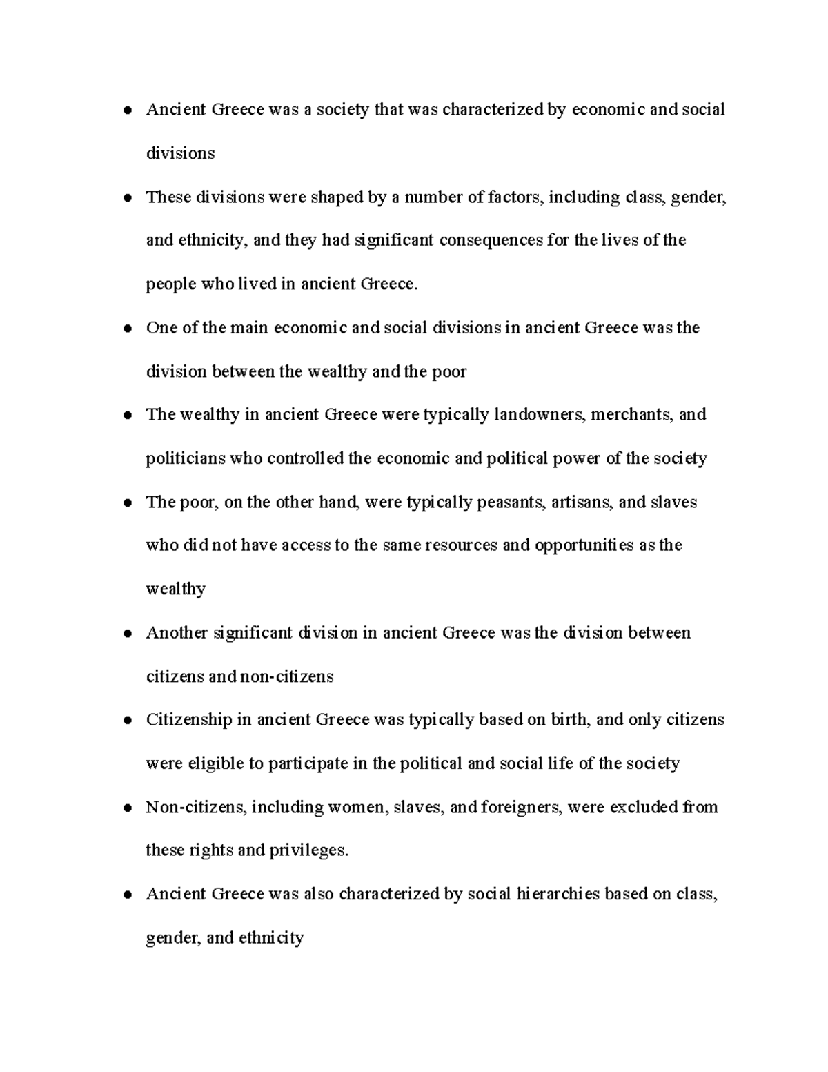 Economic and Social Divisions Ancient Greece - Ancient Greece was a ...