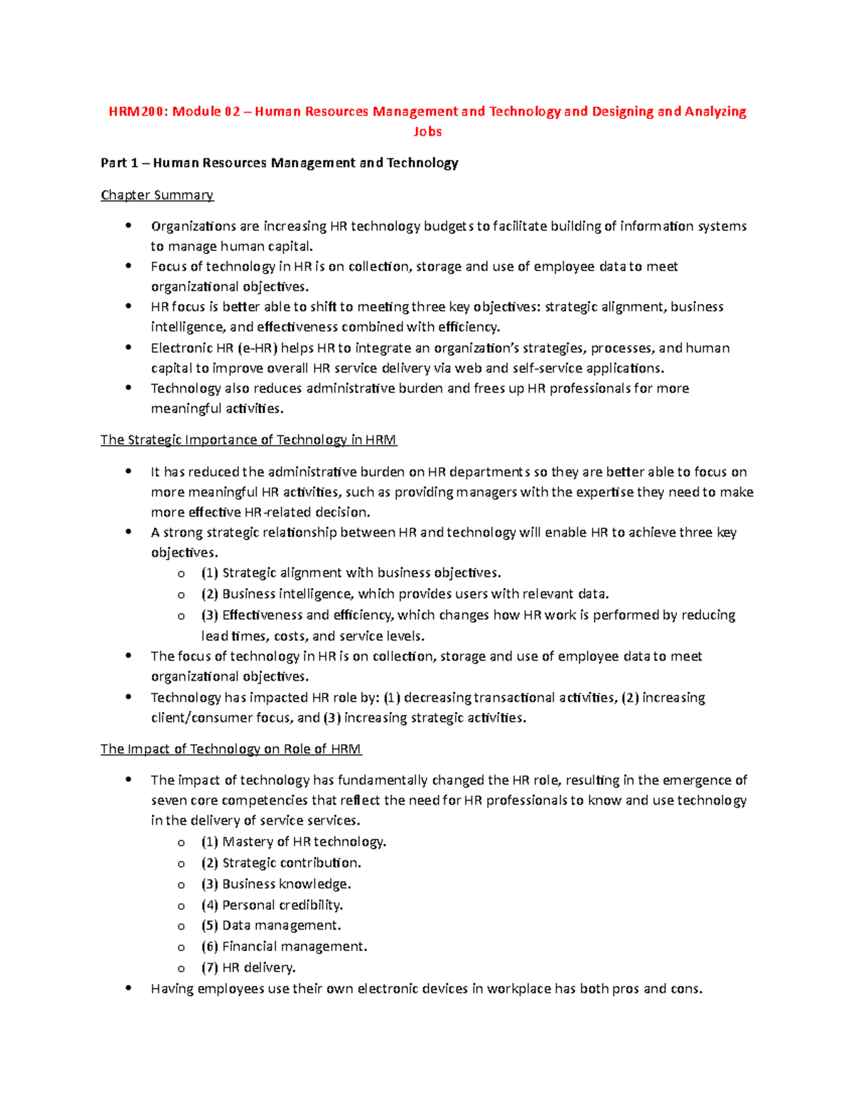 Module 02 – Human Resources Management and Technology and Designing and ...